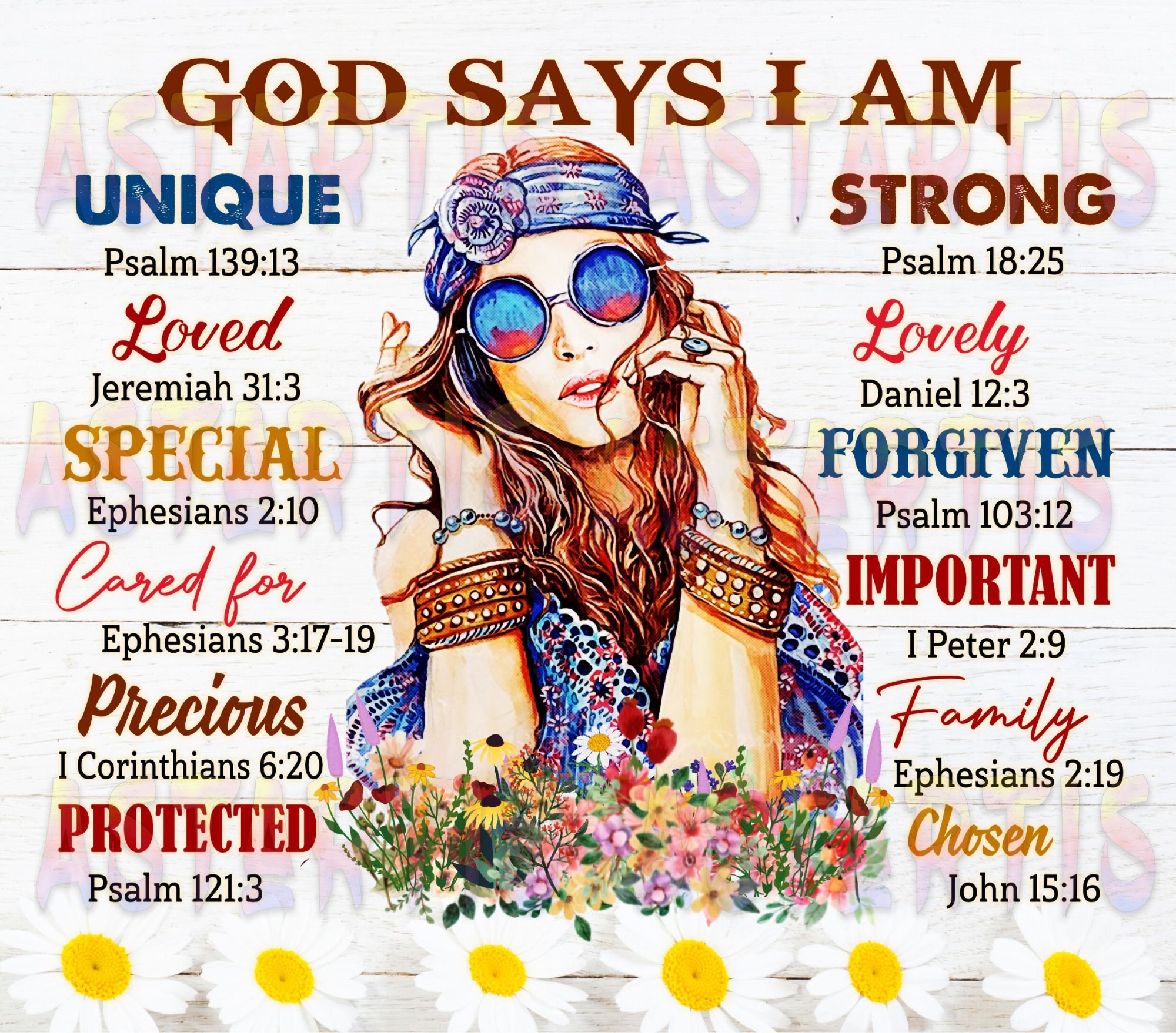 Hippie Girl GOD Says I Am... 20oz Skinny Tumbler Wrap -boho Tumbler ...