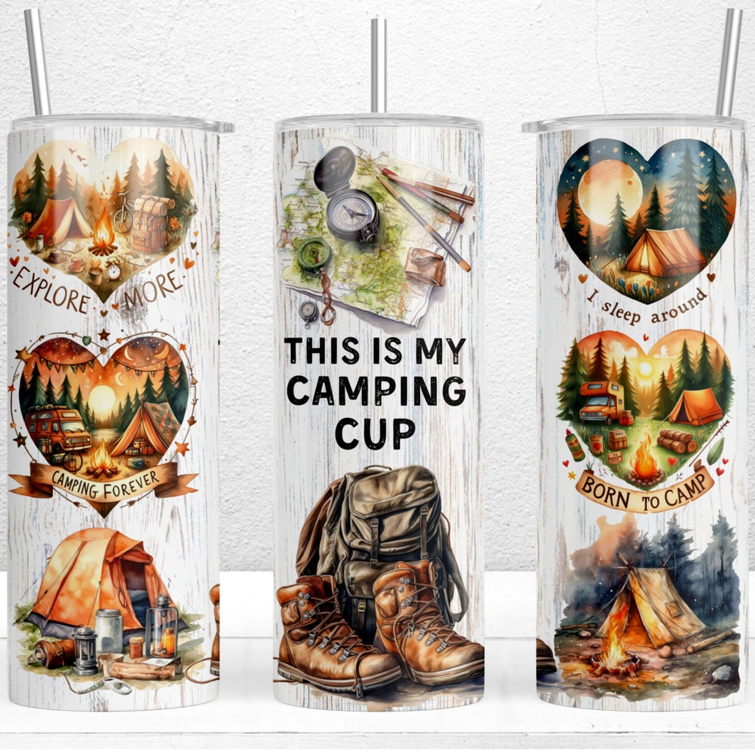 My Camping Cup 20oz Skinny Tumbler Sublimation Design, Camping Tumbler ...