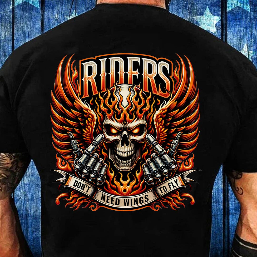 Riders Don't Need Wings to Fly PNG Sublimation Design, Rider Skull PNG ...