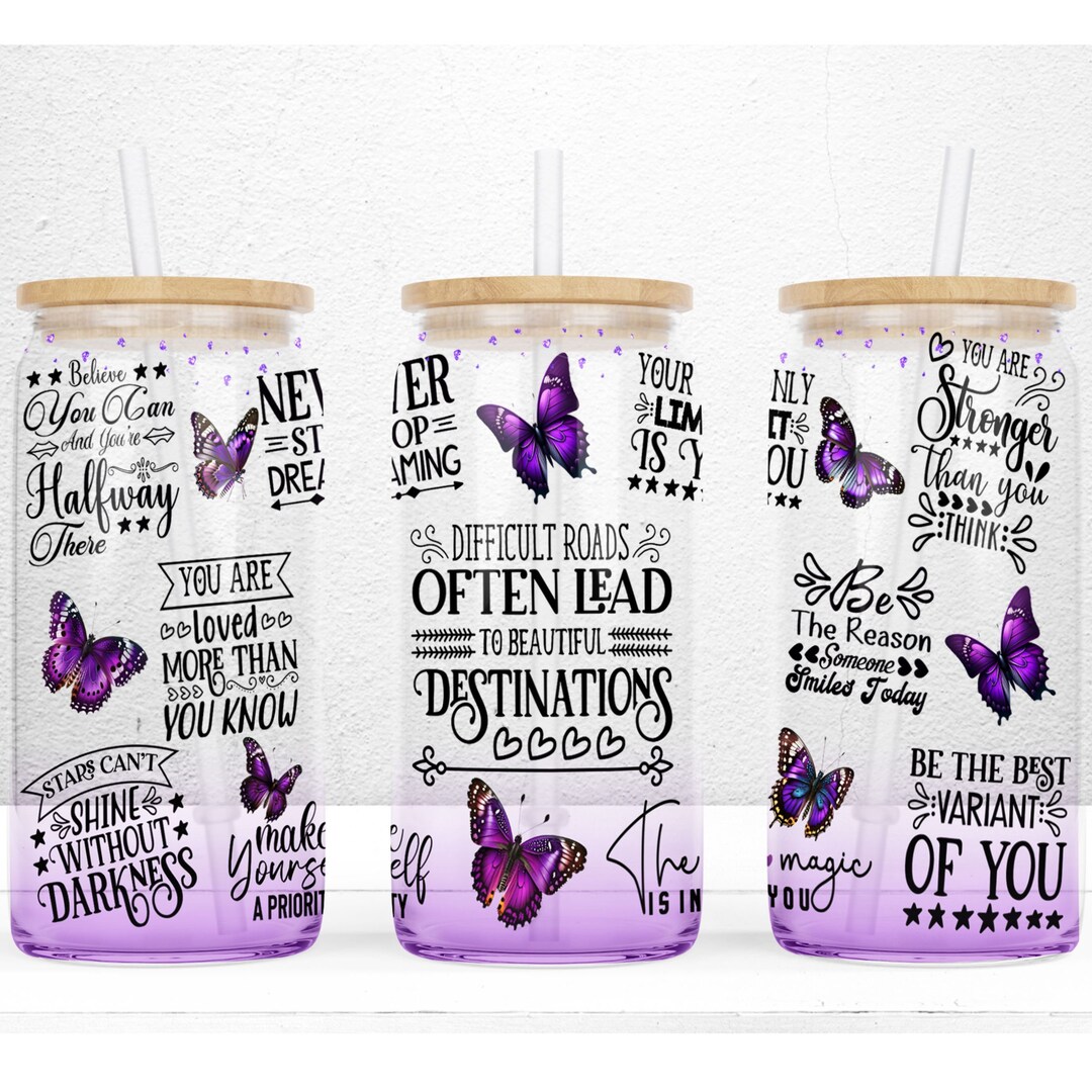 Positive Affirmations 16oz Libbey Glass Can Tumbler Sublimation Design ...
