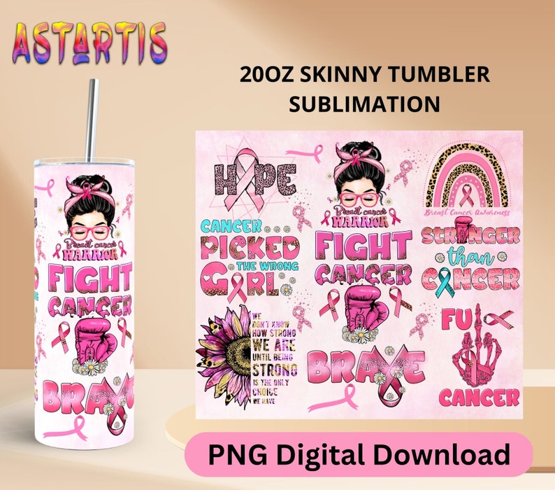 Breast Cancer Awareness Ribbon Motivational Tumbler for 20oz - Etsy