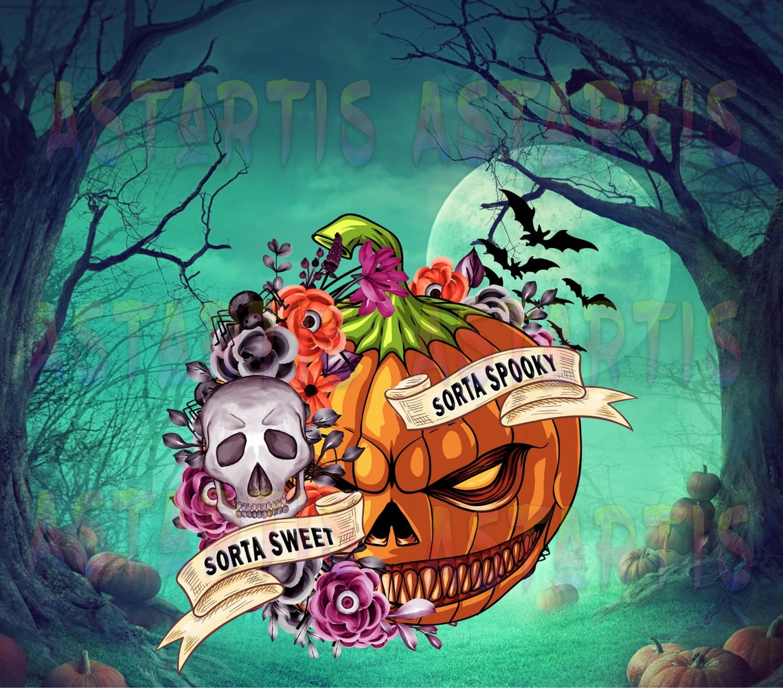 Sorta Sweet Sorta Spooky Tumbler Wrap Floral Pumpkin Png 20 - Etsy