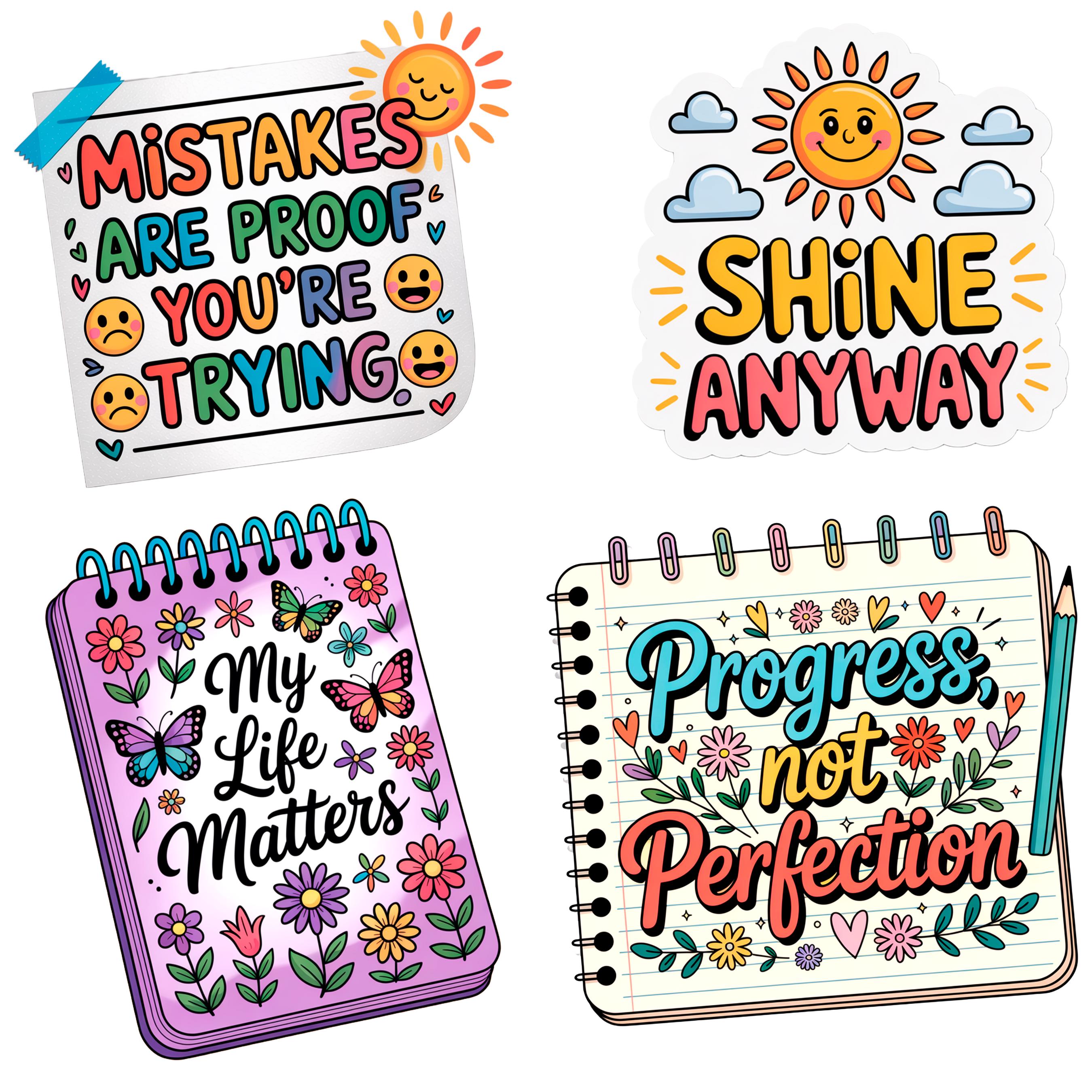 22 Positive Affirmations Printable Stickers Bundle, Mental Health ...