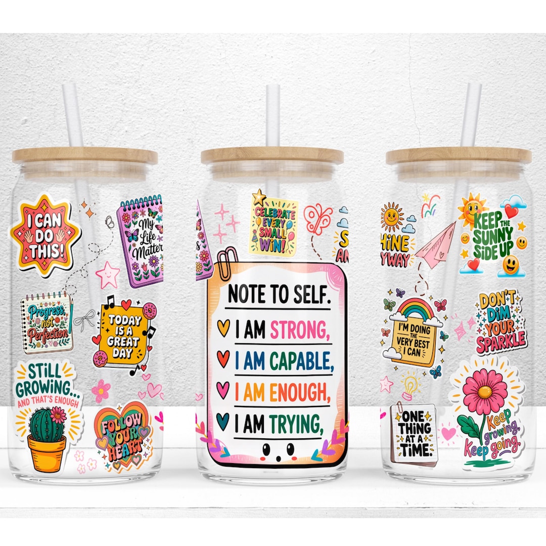 Note to Self 16oz Libbey Glass Can Sublimation Design, Daily ...