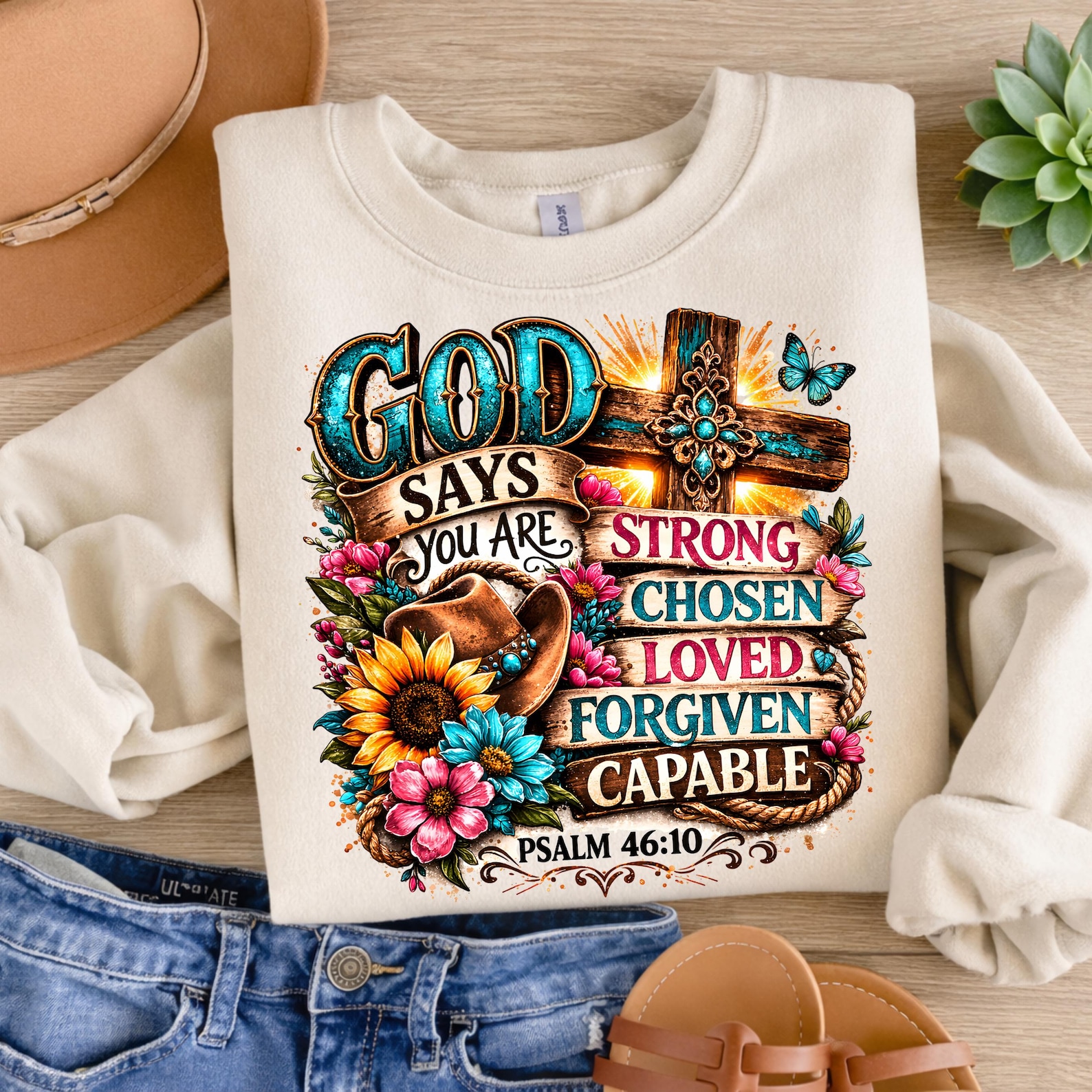 God Says You Are Strong Chosen Loved Forgiven Capable PNG, Christian ...