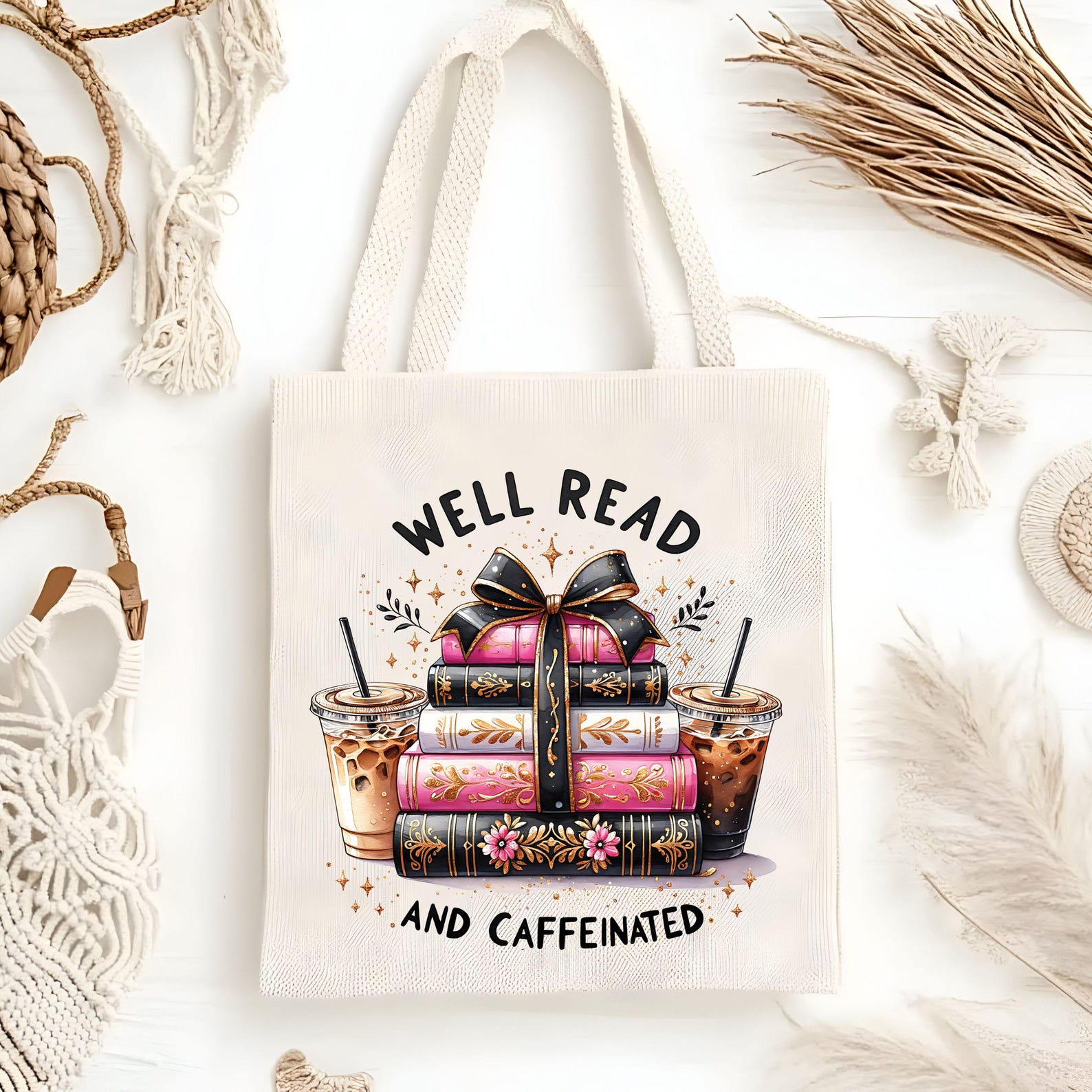 Well Read and Caffeinated PNG Sublimation, Bookish Png, Book Lovers ...