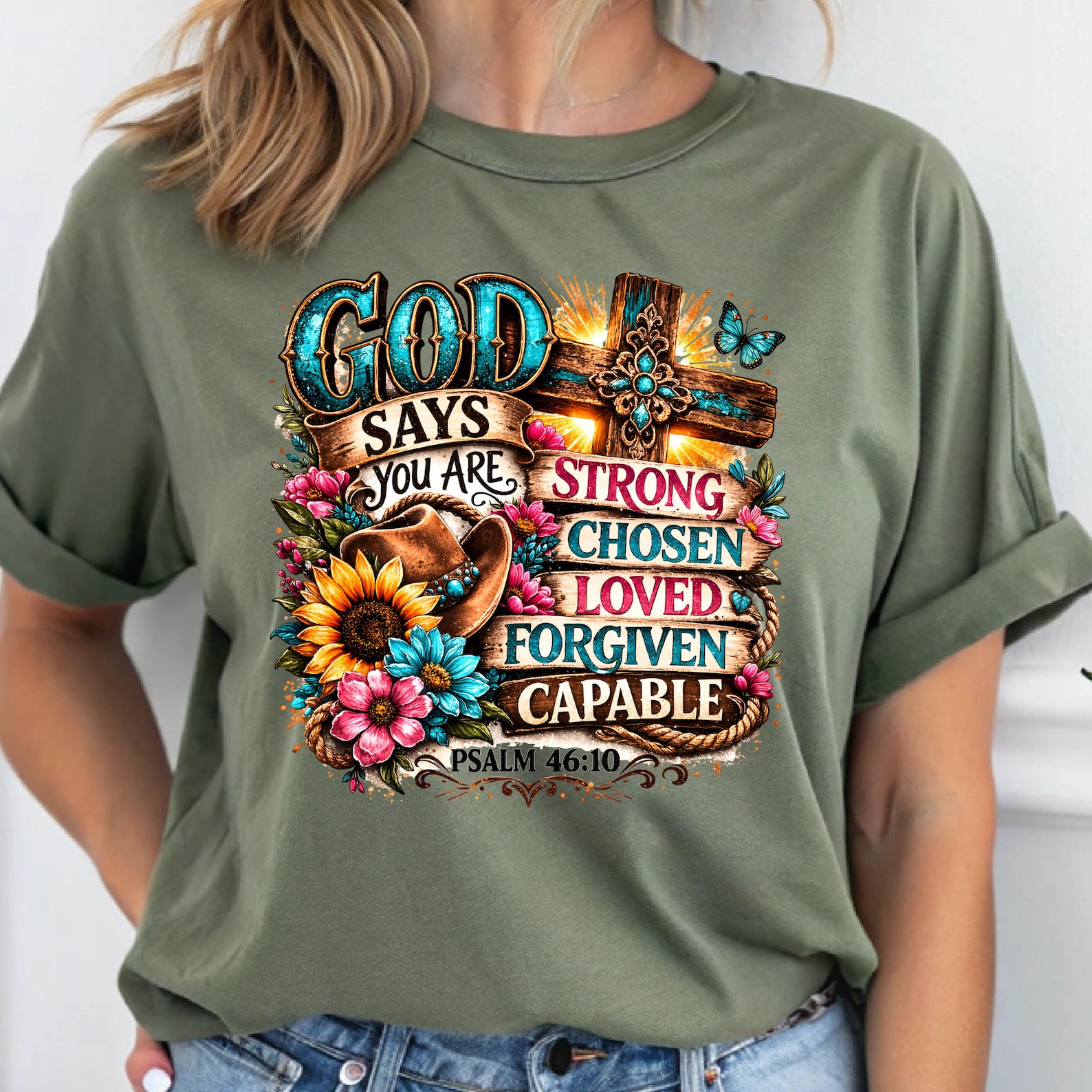 God Says You Are Strong Chosen Loved Forgiven Capable PNG, Christian ...