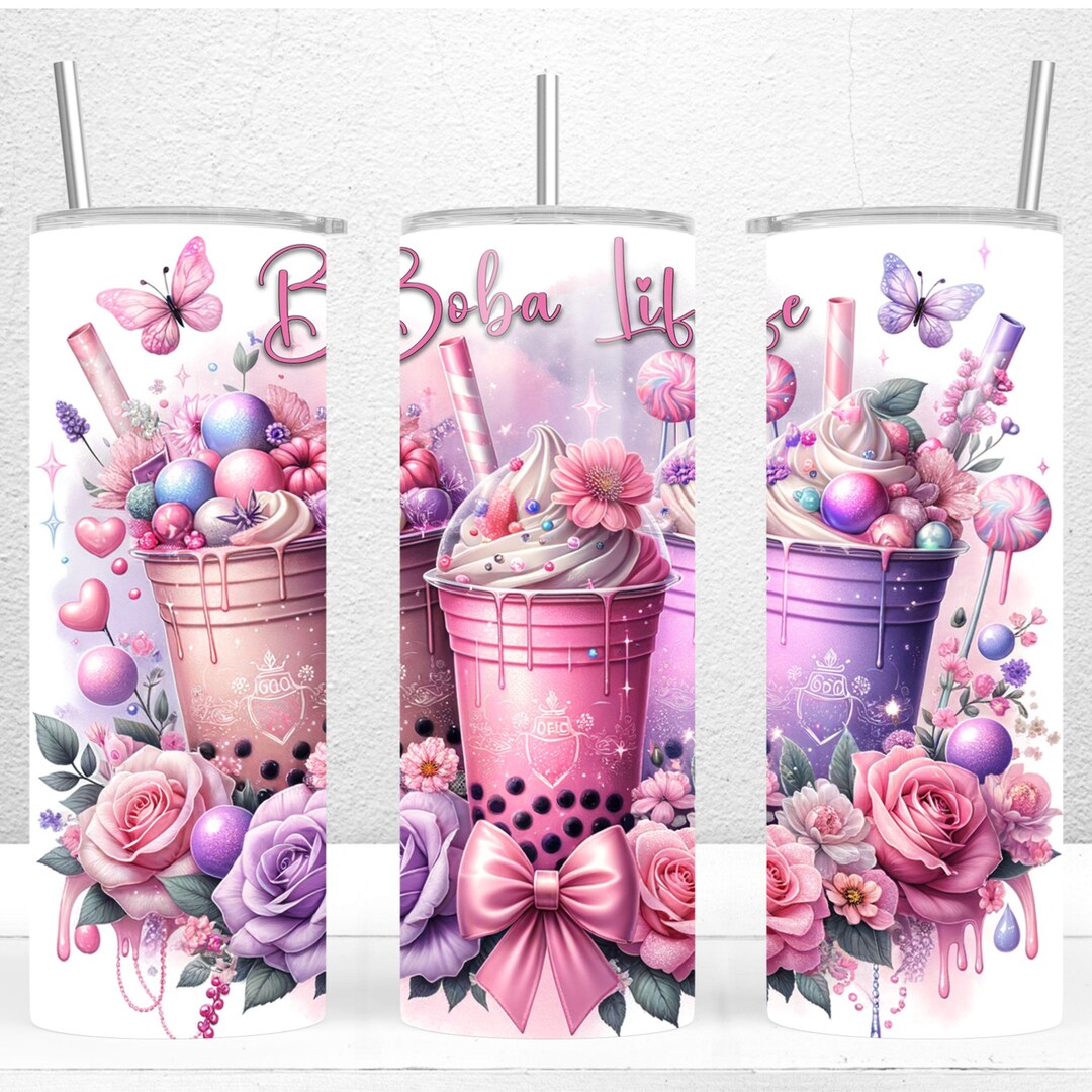 Boba Life Tumbler Wrap, 20oz Skinny Tumbler Design, Boba Tea Tumbler ...