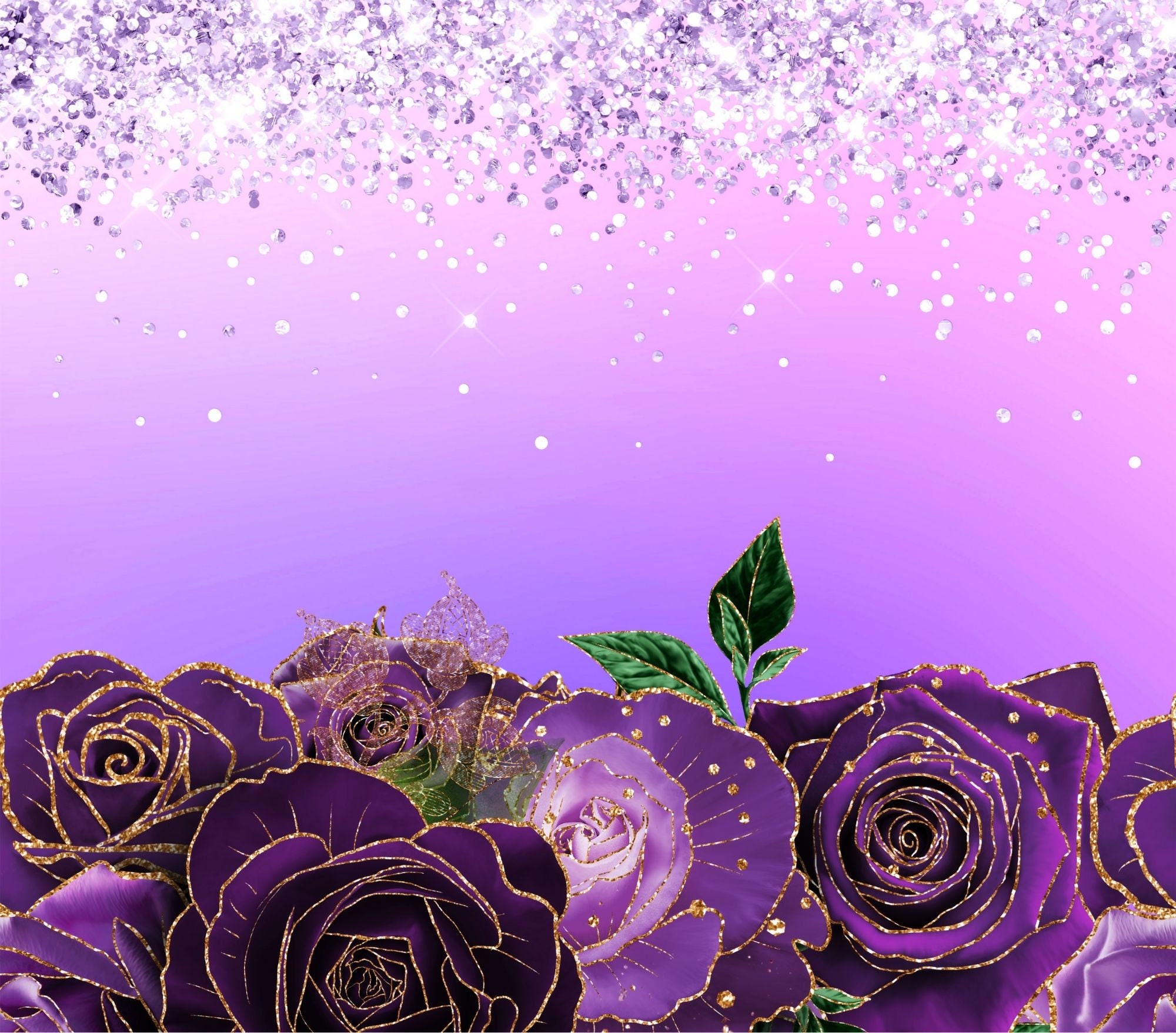 Purple Roses Holographic Glitter Tumbler Wrap, Tumbler Glitter ...