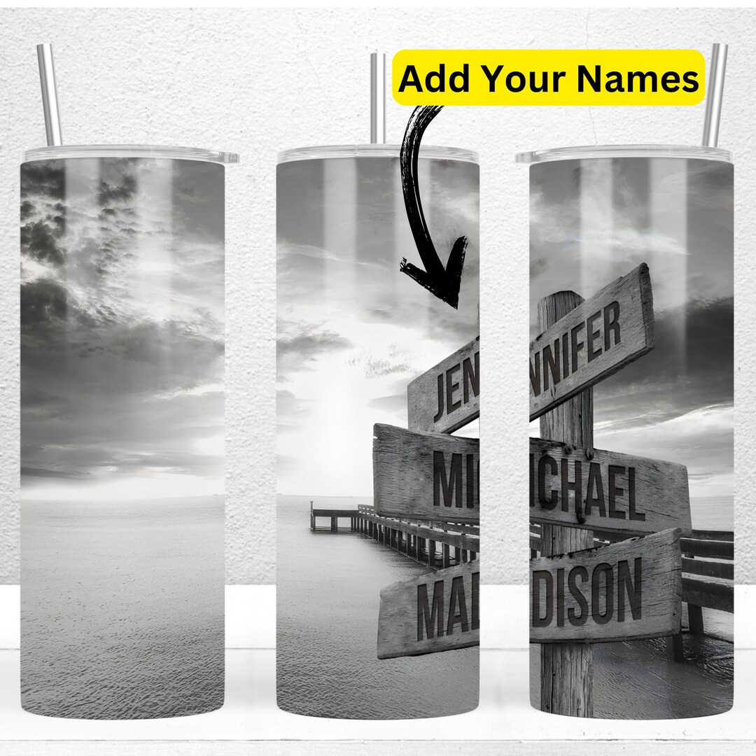 Ocean Dock - Add Your Names Tumbler, 20oz Skinny Tumbler Design ...