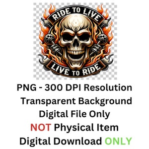 Ride to Live, Live to Ride PNG Sublimation Design, Rider Skull PNG ...