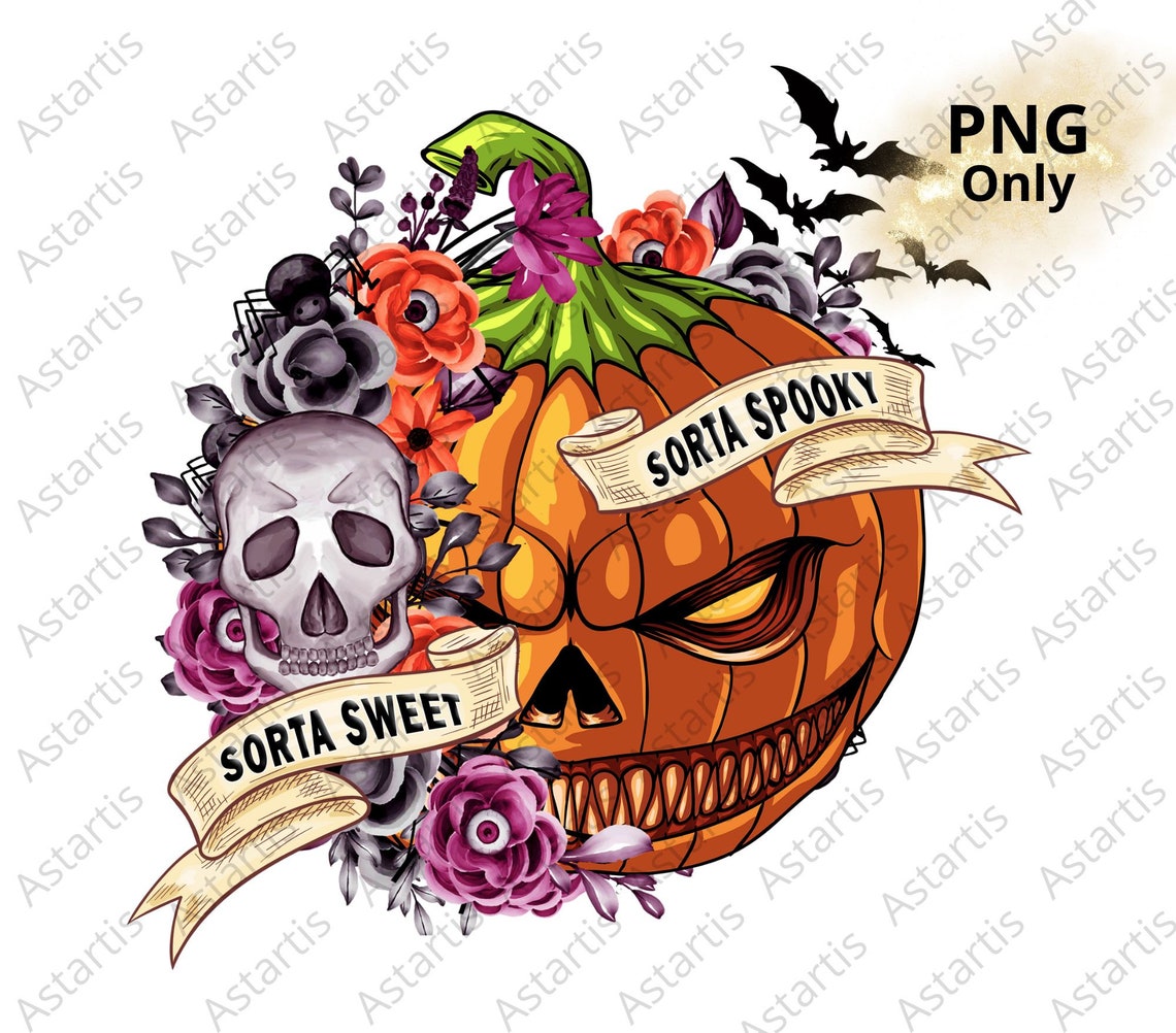 Sorta Sweet Sorta Spooky Png Flower Skull Png Halloween Png - Etsy