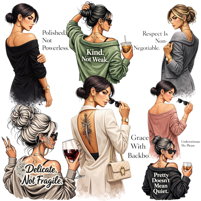 12 Feminine Rage Clipart Bundle, Confident Woman PNG, Fashion Woman ...
