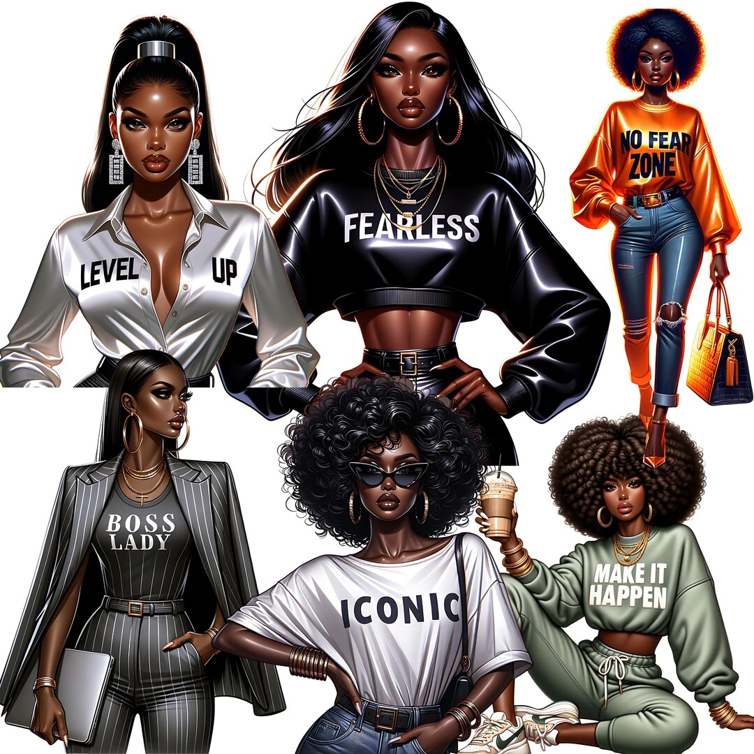 21 Strong Black Woman PNG Clipart, Black Girl Magic Bundle, Black Woman ...