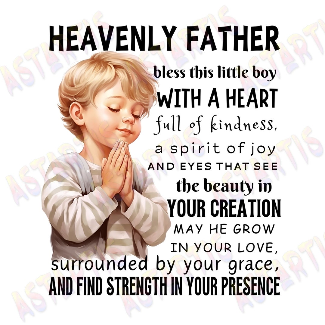 Bless This Little Boy PNG Sublimation Design, Christian Kids Shirt File ...