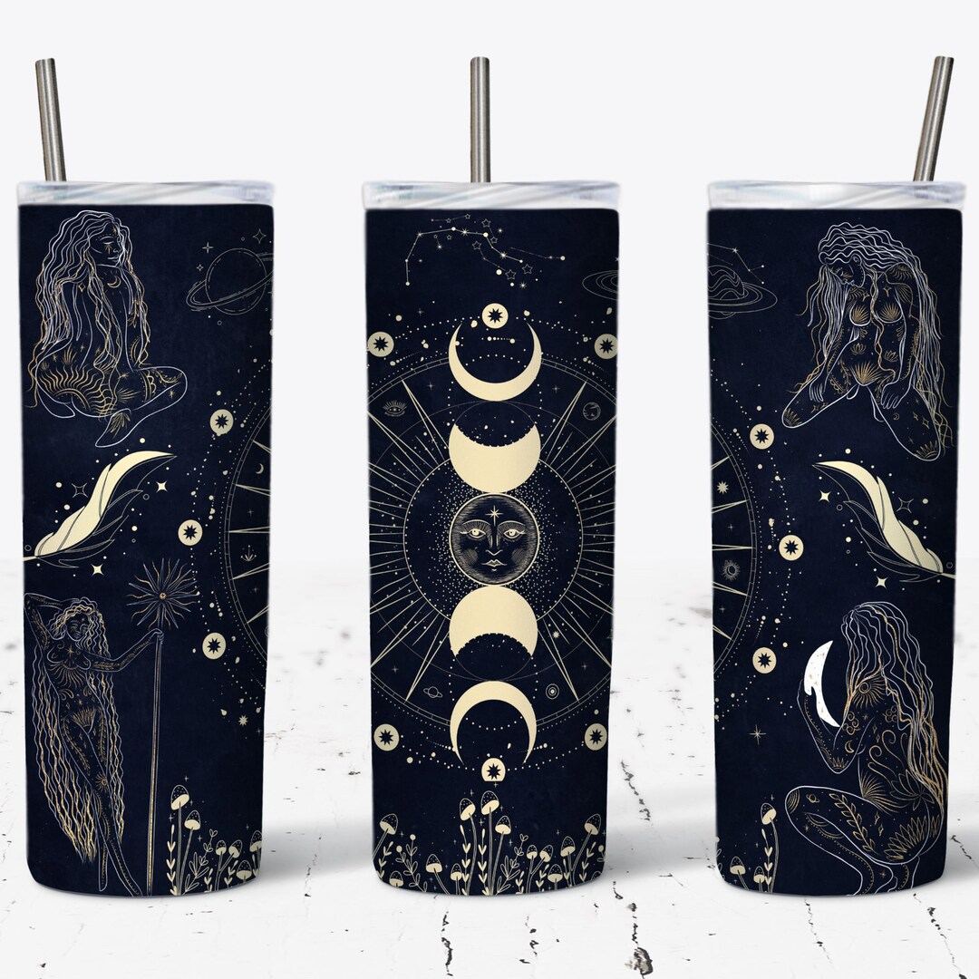 Celestial Moon Tumbler Wrap, 20 Oz Skinny Tumbler Sublimation Design ...