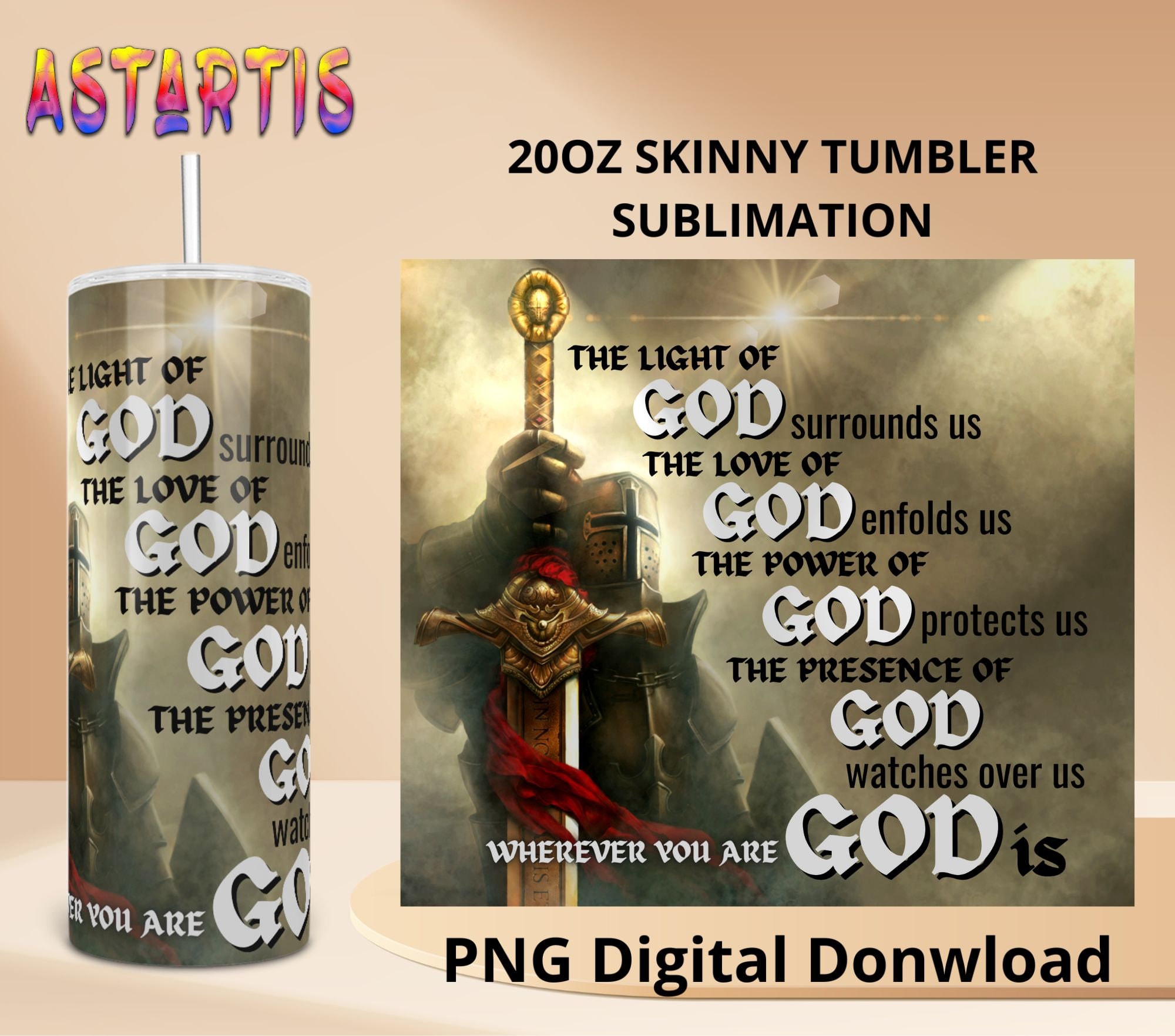 The Light of GOD... 20oz Skinny Tumbler Sublimation Design, Religious ...