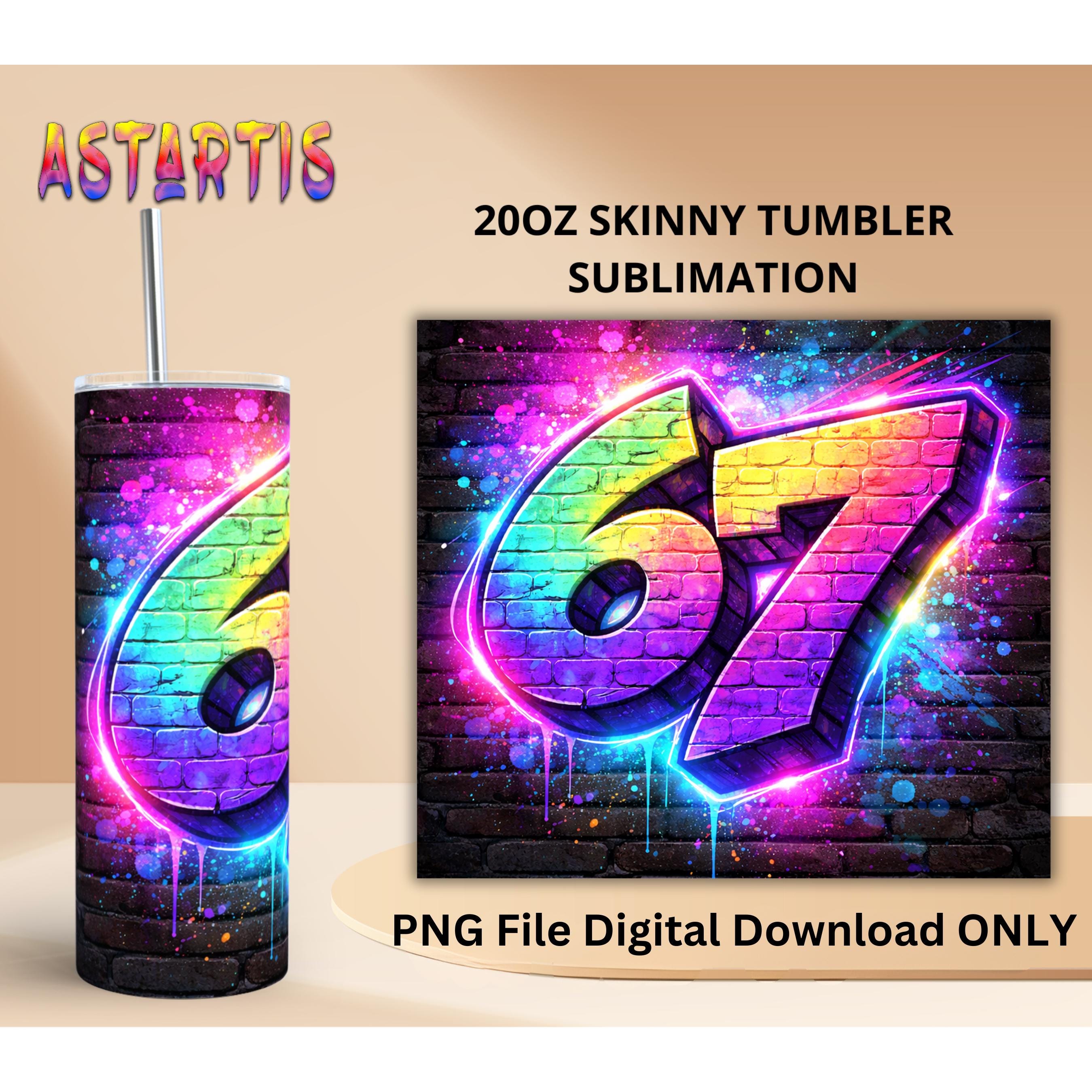 Neon Graffiti 6 7 Meme Tumbler Wrap, Electric Street Art Seamless ...