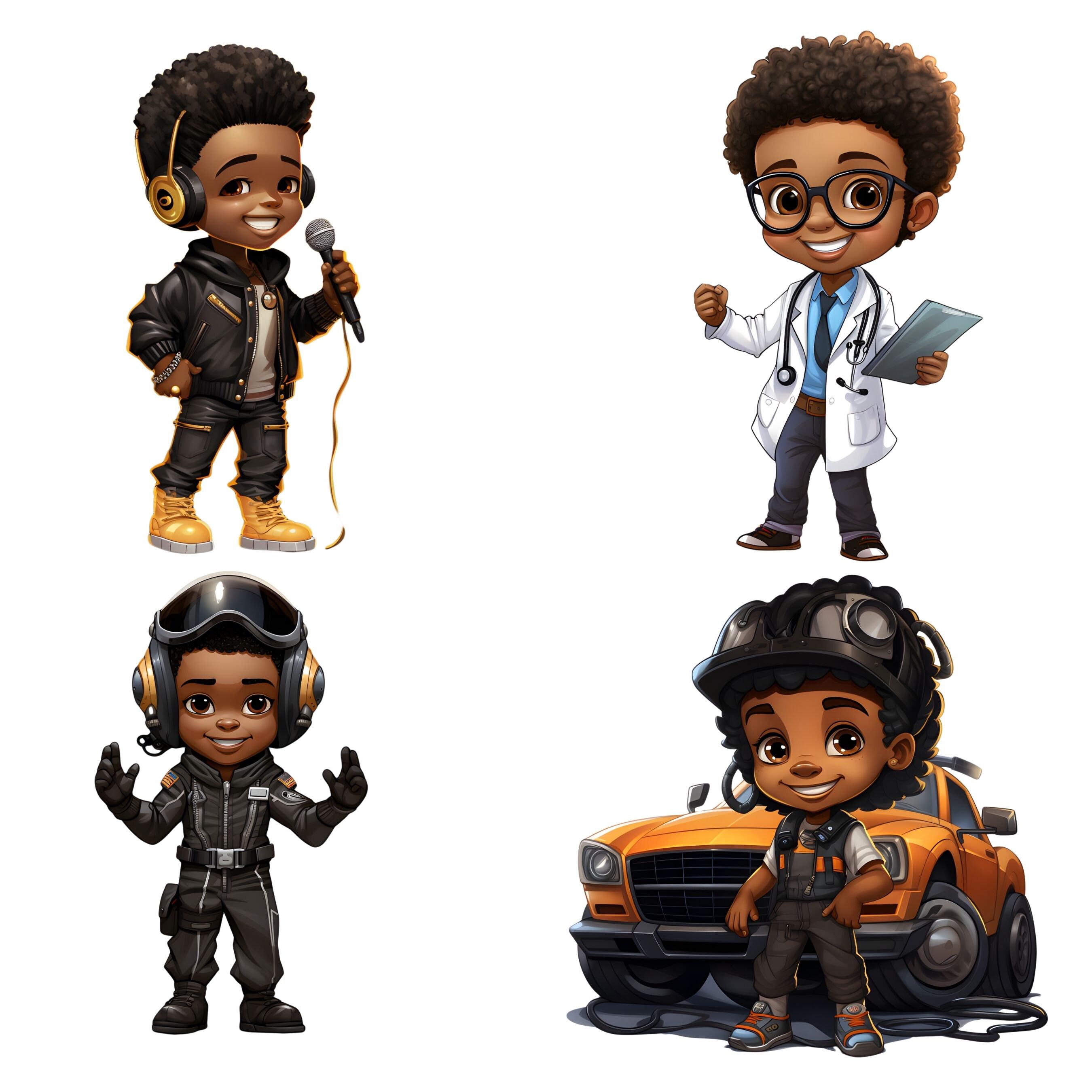 Little Black Boy Dream Job Clipart, Little Black Boy Clipart, Black ...