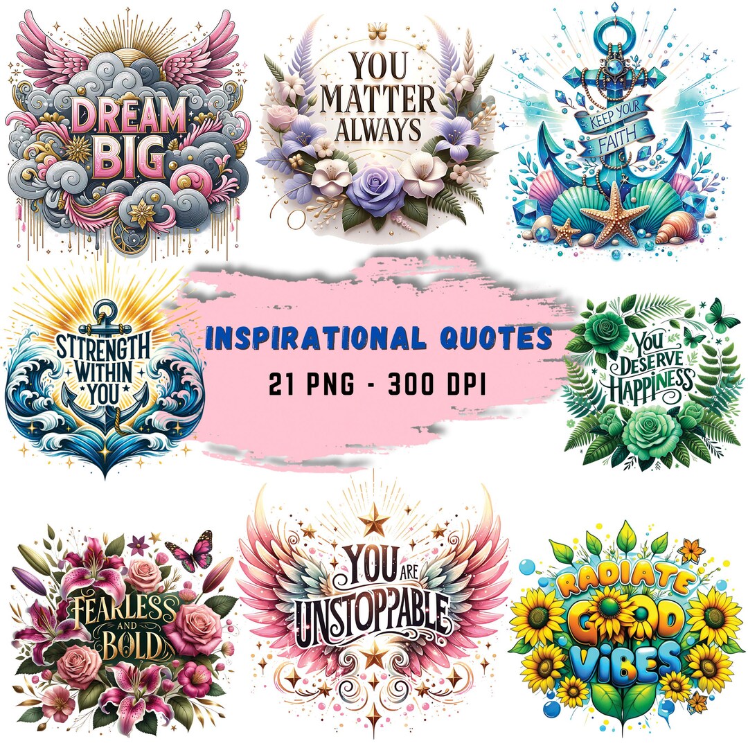 21 Inspirational Quotes Bundle, Positive Affirmations Bundle ...