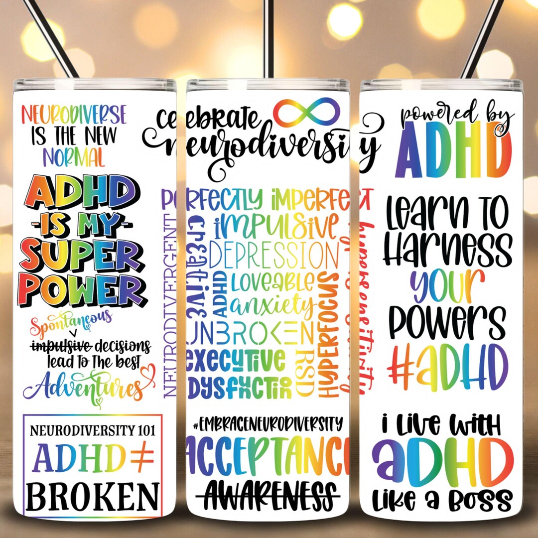 Celebrate Neurodiversity Tumbler Wrap, 20oz Skinny Tumbler Design, ADHD ...