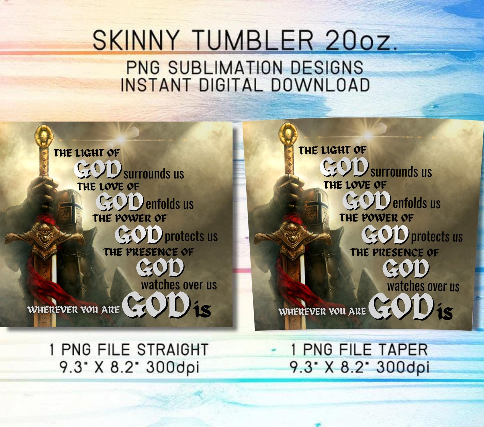 The Light of GOD... 20oz Skinny Tumbler Sublimation Design, Religious ...