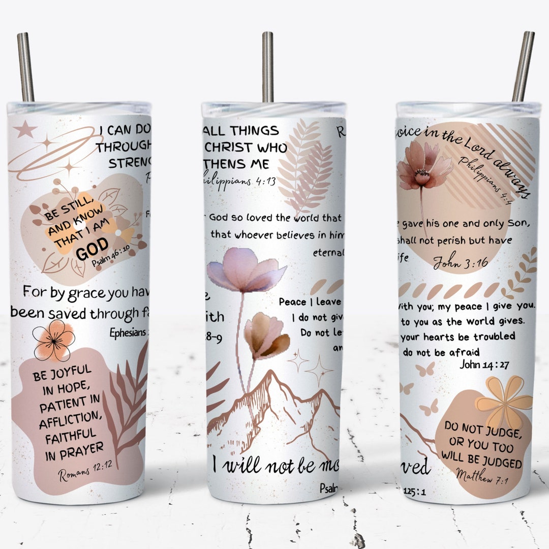 Christian Bible Verse Tumbler Wrap, 20oz Skinny Tumbler Design, Bible ...