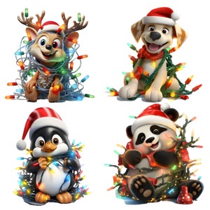 Cute Christmas Baby Animals Bundle Clipart PNG, Christmas Bundle PNG ...