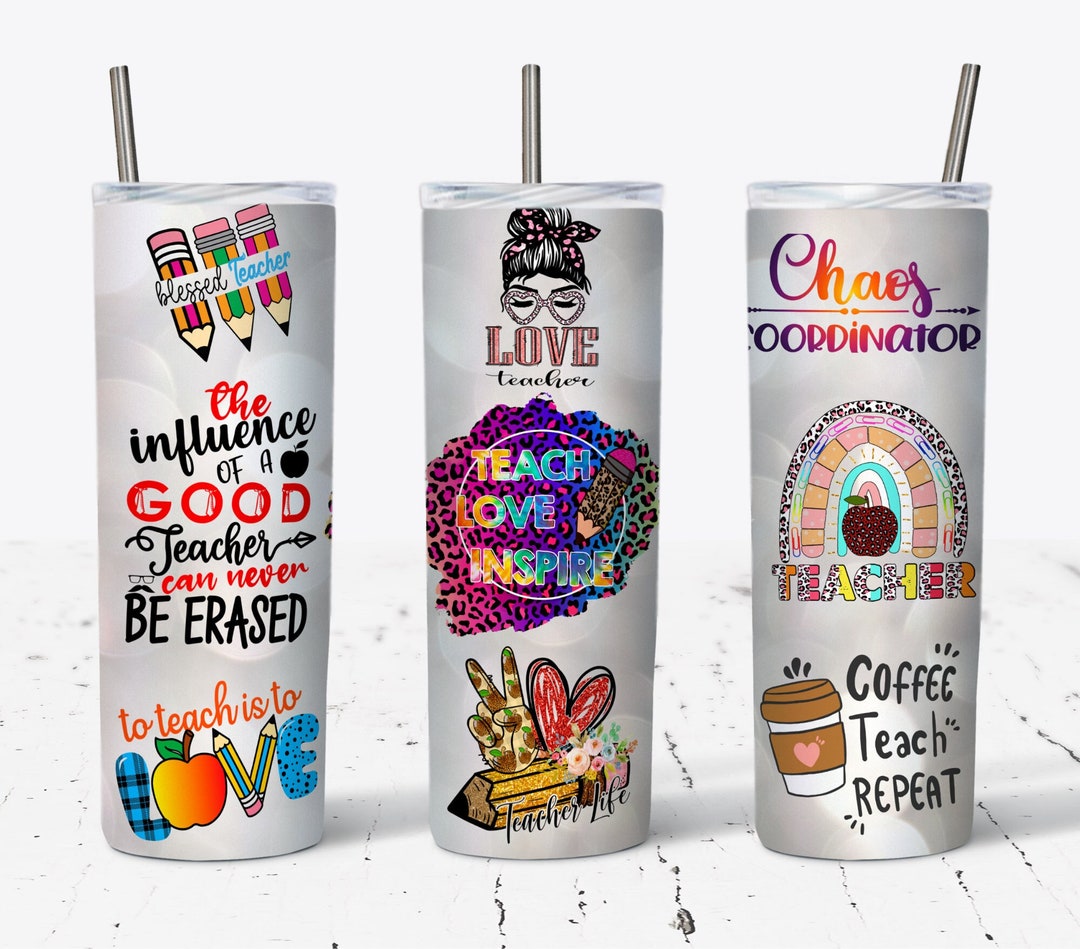 20 Oz Skinny Tumbler Rainbow Glitter Teacher Tumbler, Teach Love ...