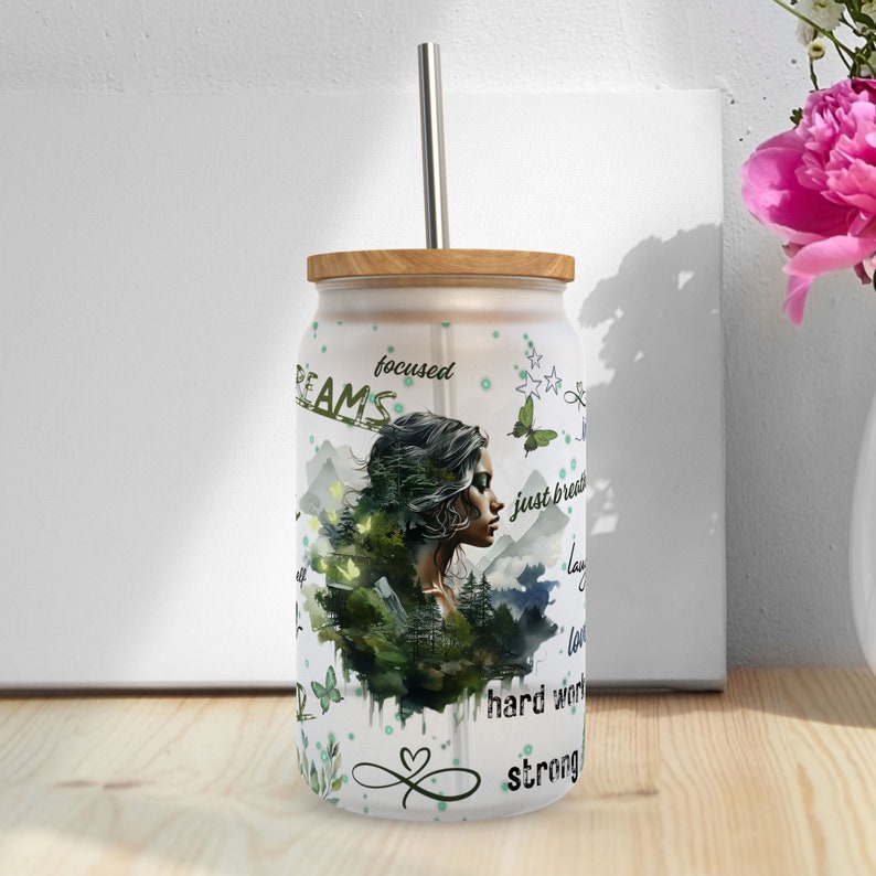 Positive Affirmations 16oz Libbey Glass Can Tumbler Sublimation Design ...
