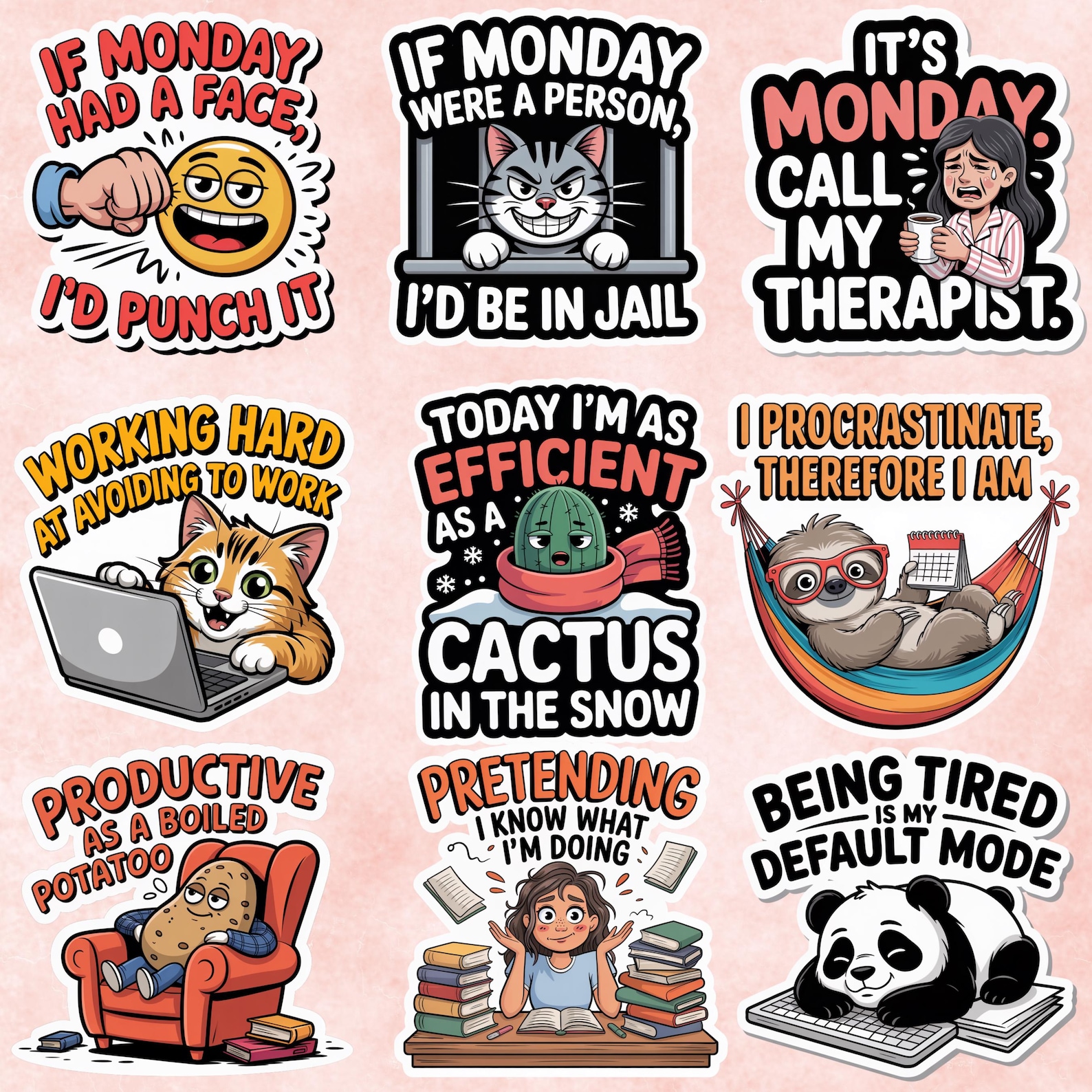 33 Funny Sarcastic Sticker Bundle PNG Digital Stickers , Office Humor ...