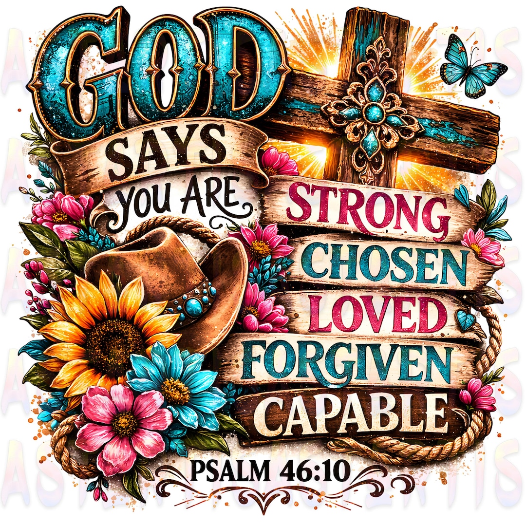 God Says You Are Strong Chosen Loved Forgiven Capable PNG, Christian ...