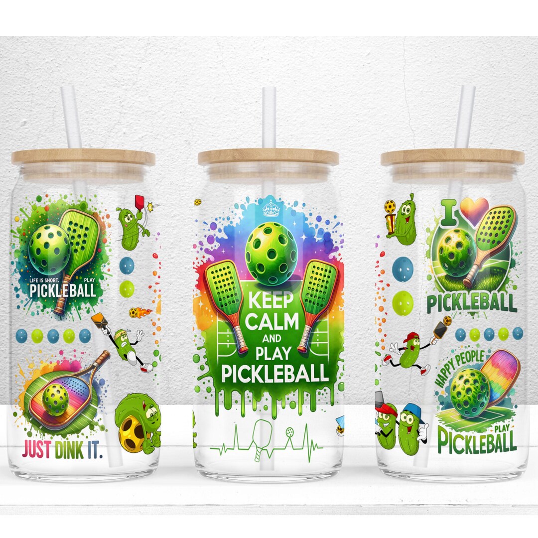 Funny Pickleball 16oz Libbey Glass Can Sublimation Design, Pickleball ...