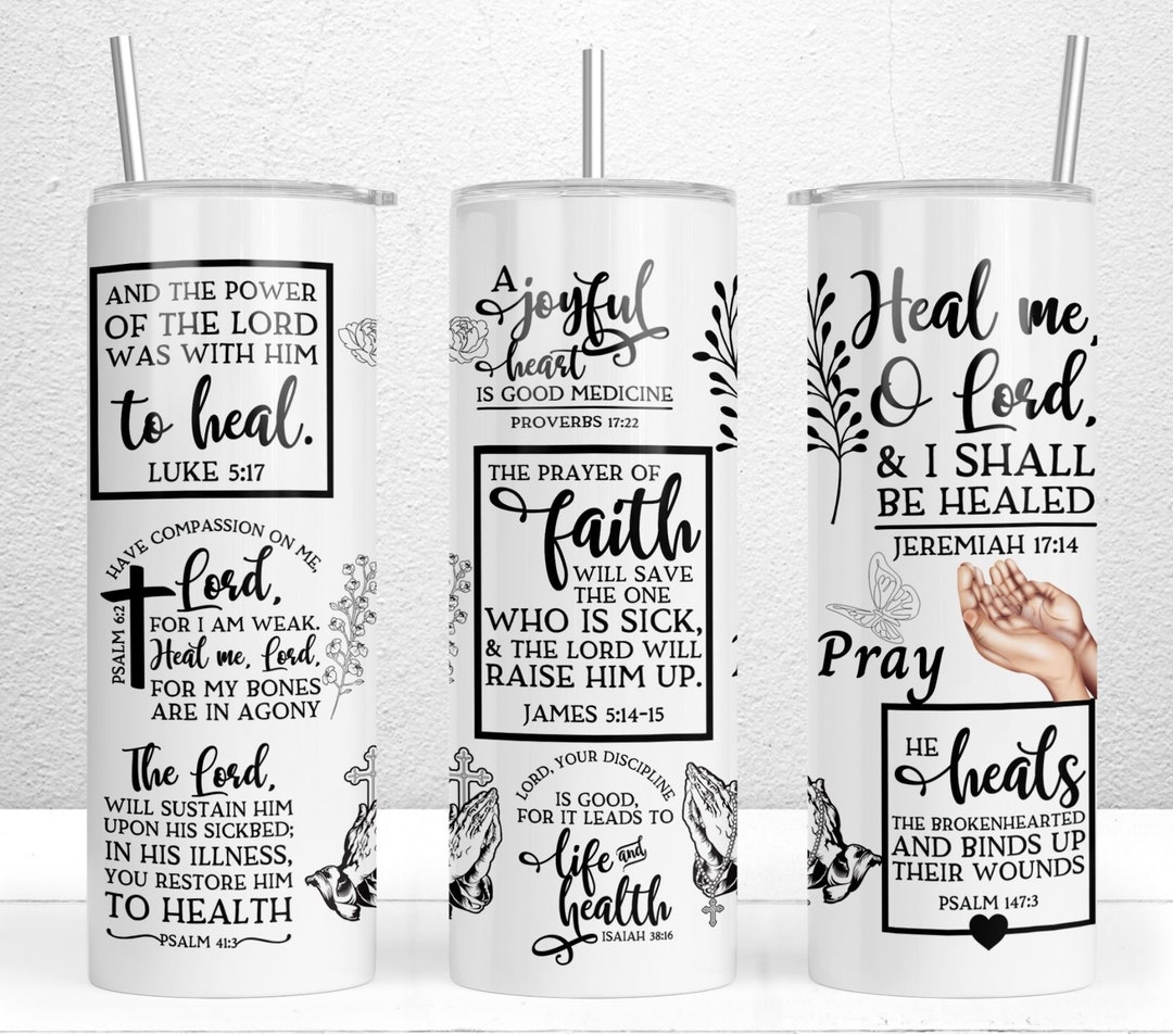Healing Bible Verse Affirmations Sublimation Design, 20oz Skinny ...