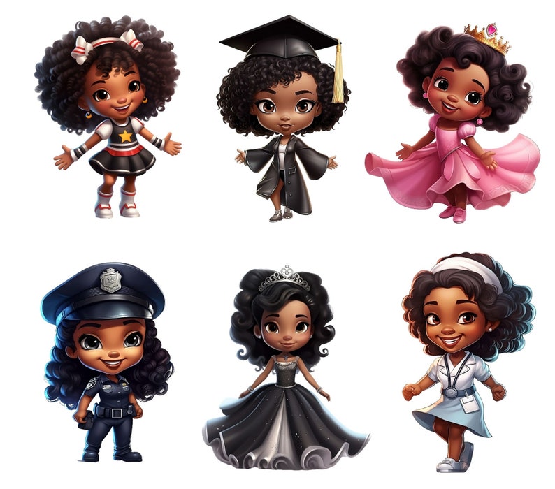 10 PNG Little Black Girls Bundle, Little Black Girl PNG Clipart Bundle ...