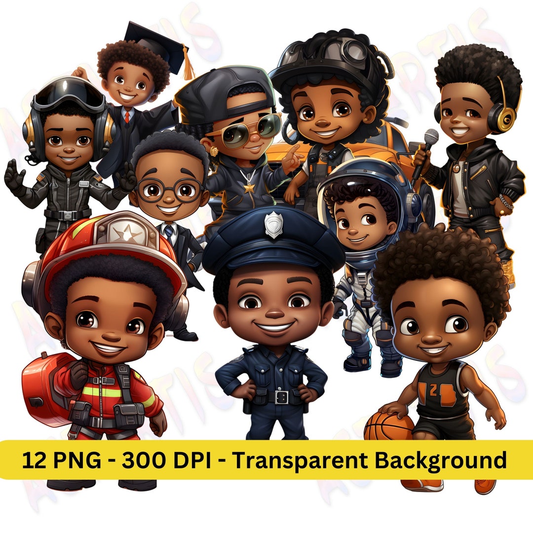 Little Black Boy Dream Job Clipart, Little Black Boy Clipart, Black ...