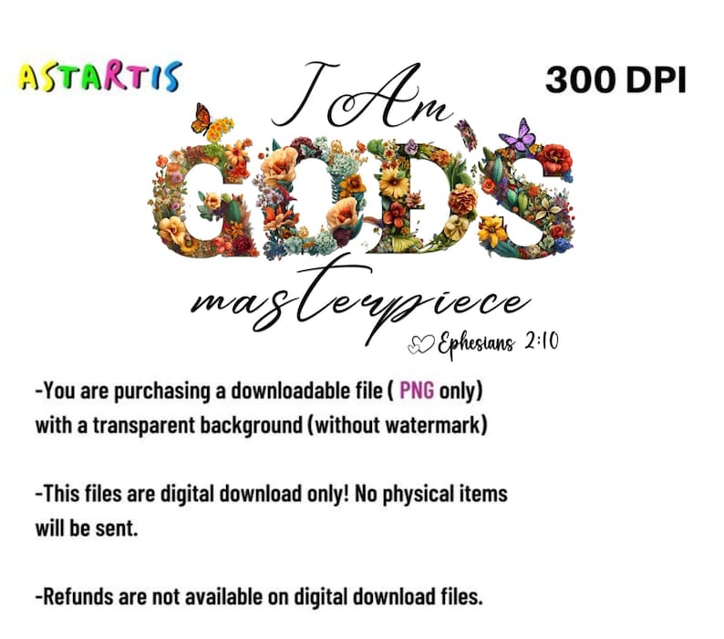 I Am God's Masterpiece PNG Files for Sublimation, God Christian PNG ...
