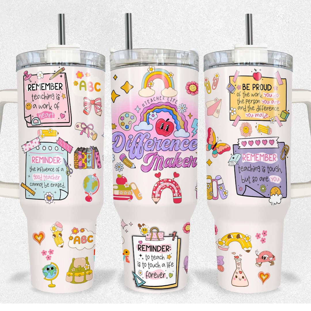 Groovy Teacher Reminders 40oz Tumbler Design, Teacher Affirmations ...