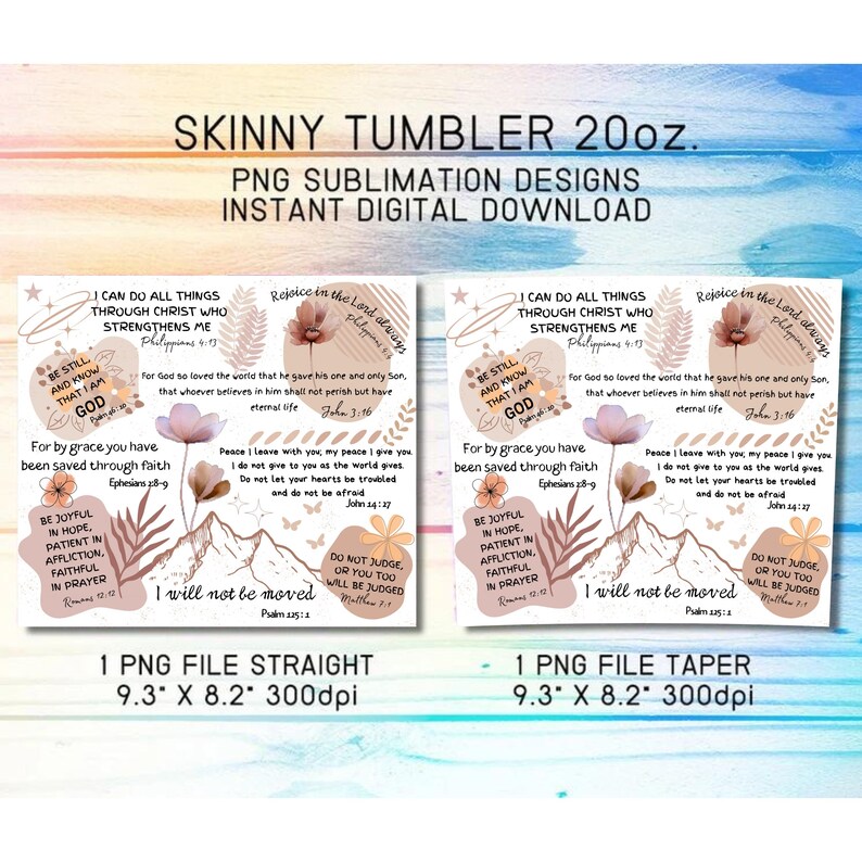 Christian Bible Verse Tumbler Wrap, 20oz Skinny Tumbler Design, Bible ...