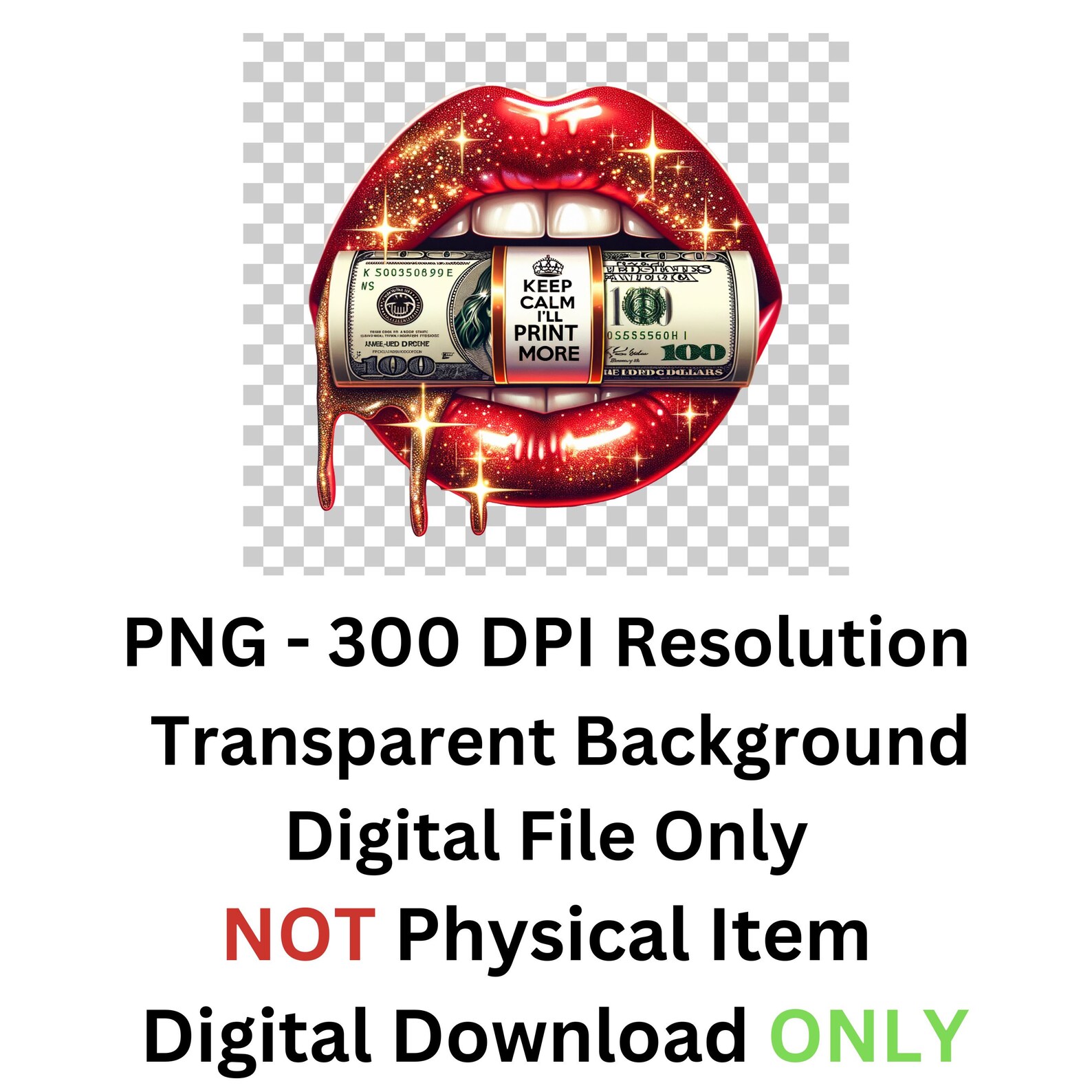 100 Dollar Bill Lips Png Sublimation Design, Digital Art Lips Png ...