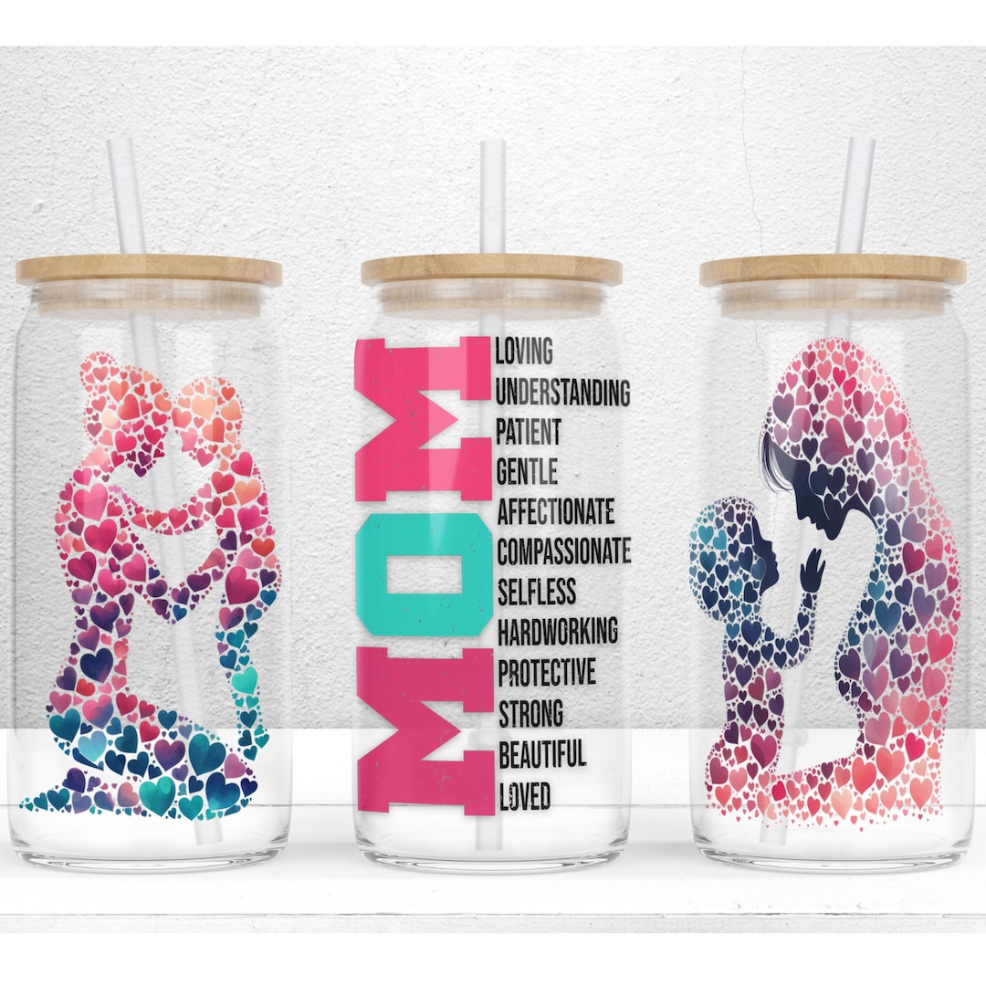 Mom Life 16oz Libbey Glass Wrap Png - Mother Day Glass Cup Gift - Best ...