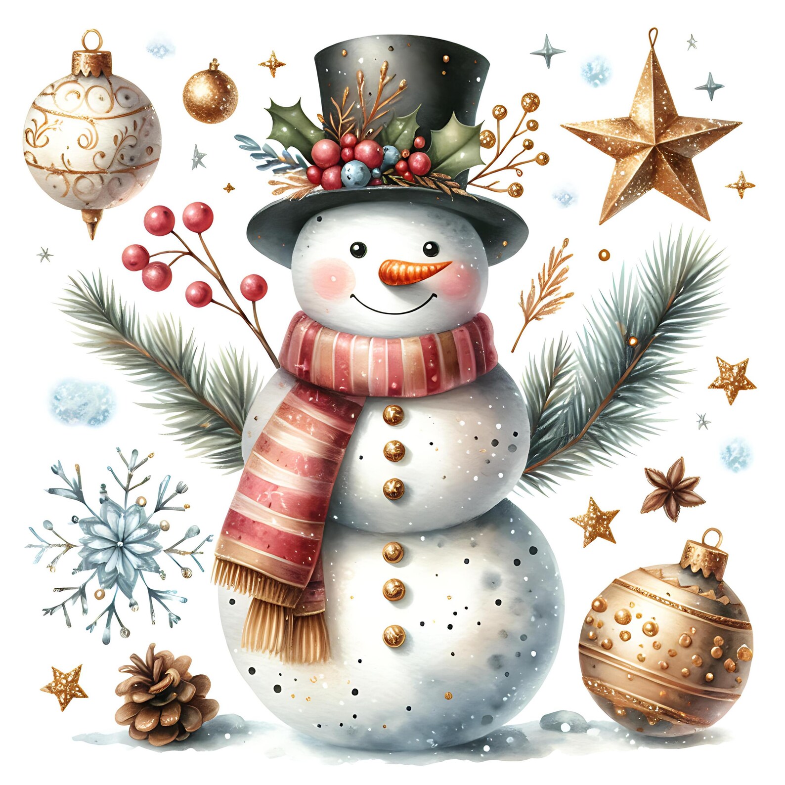 21 Vintage Christmas Snowman Clipart, Retro Winter Snowman, Printable ...
