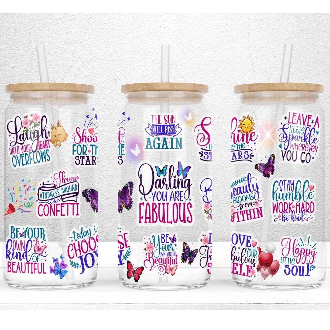 Positive Affirmations 16oz Libbey Glass Can Tumbler Sublimation Design ...