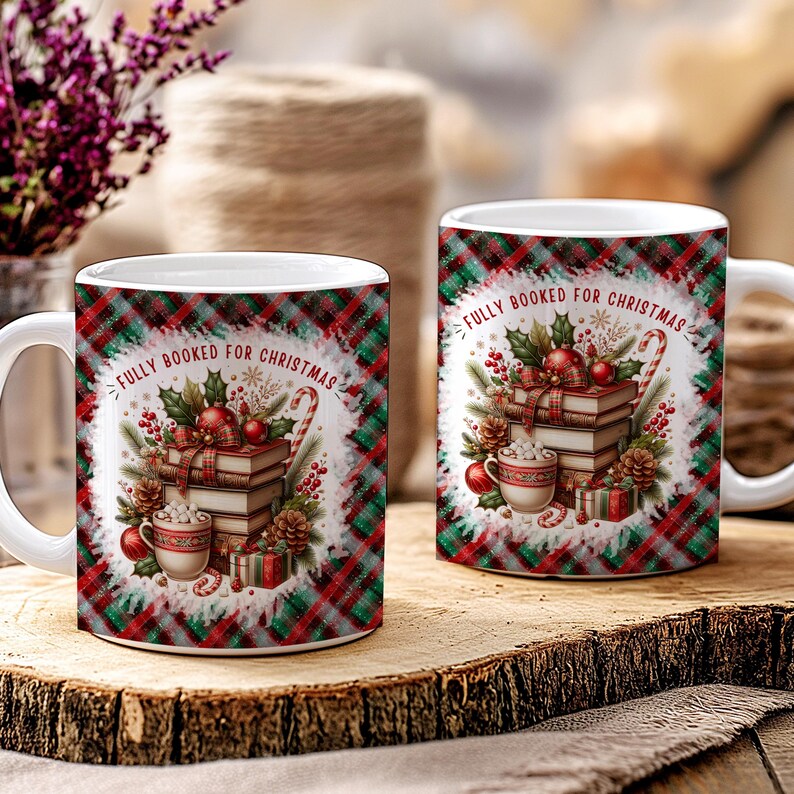 Fully Booked for Christmas Mug Wrap, 11oz & 15oz Christmas Mugs Wrap ...