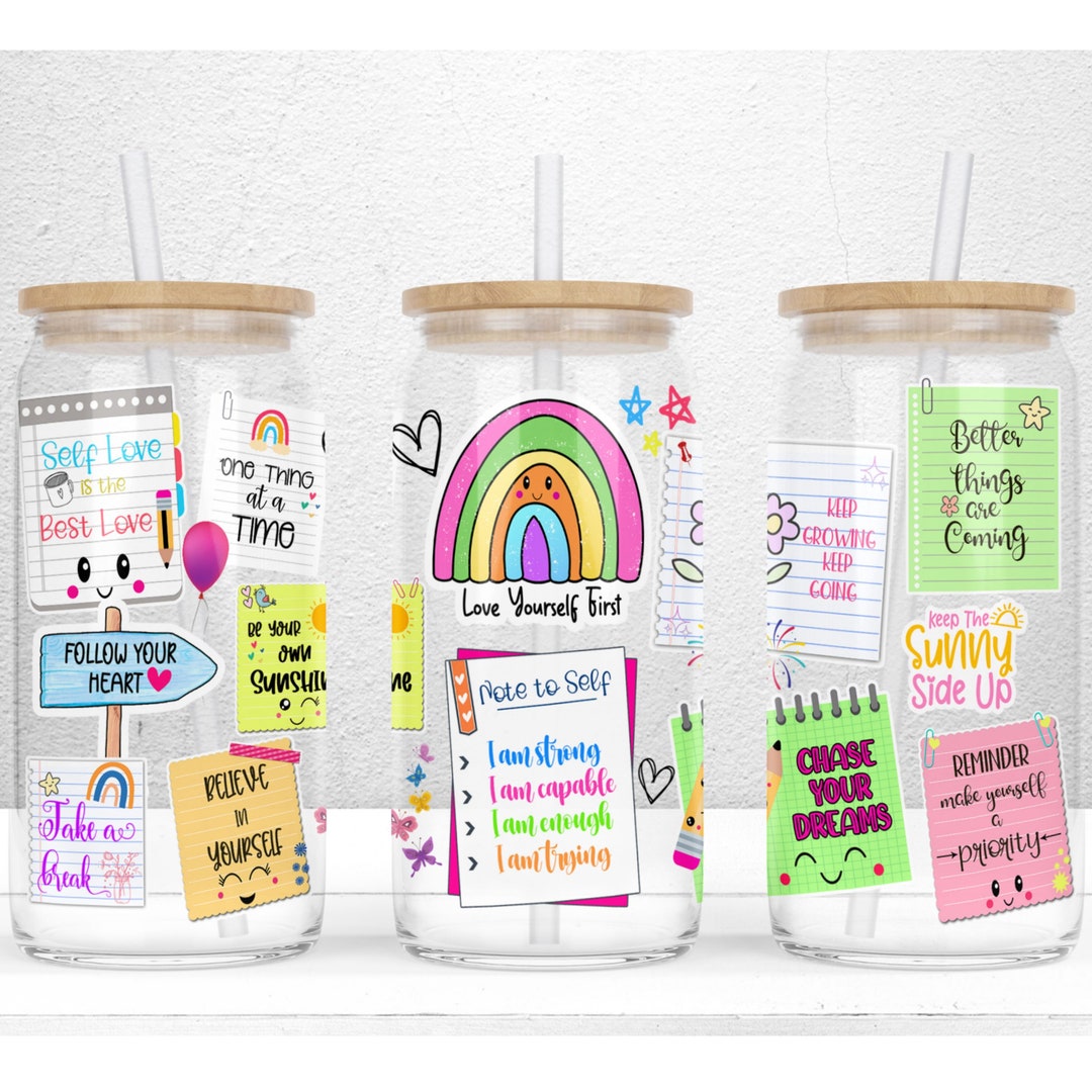 Self Love Affirmations 16oz Libbey Glass Can Tumbler Sublimation Design ...
