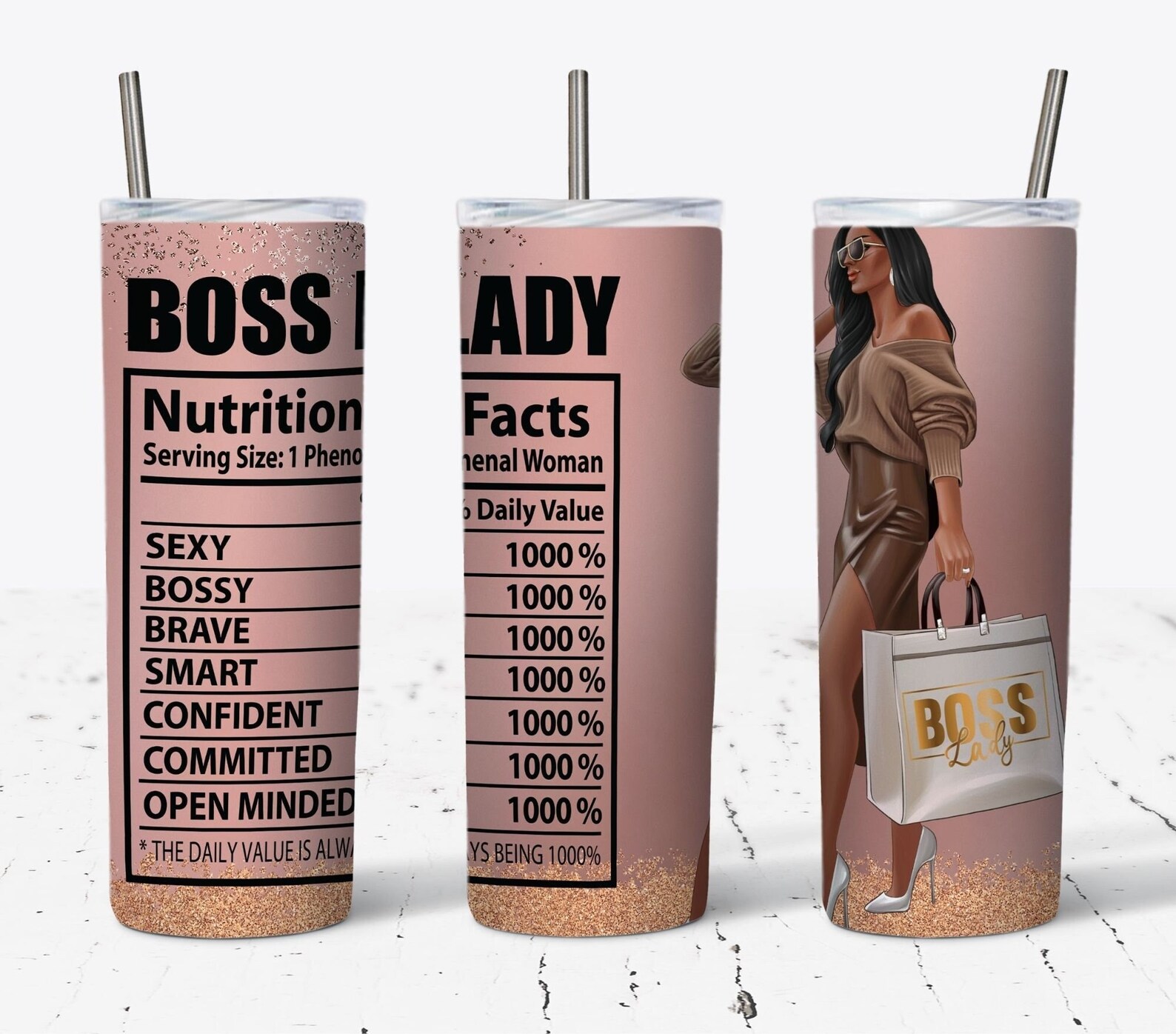Boss Lady Nutrition Facts Sublimation Design Wraps for 20 Oz. Skinny ...