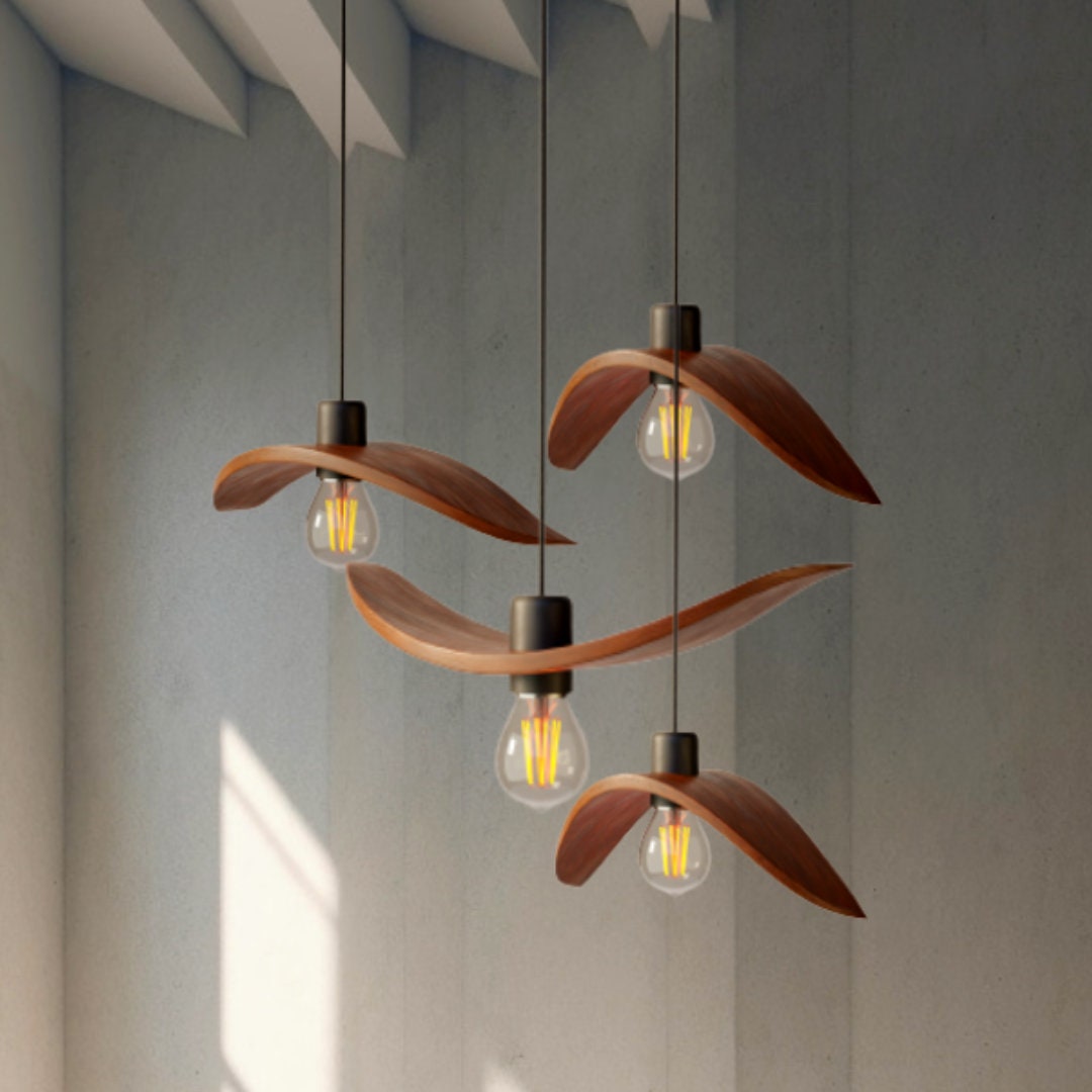 Wooden Night Light, Wood Pendant Hanging Lamp, Plug in Pendant Lights ...