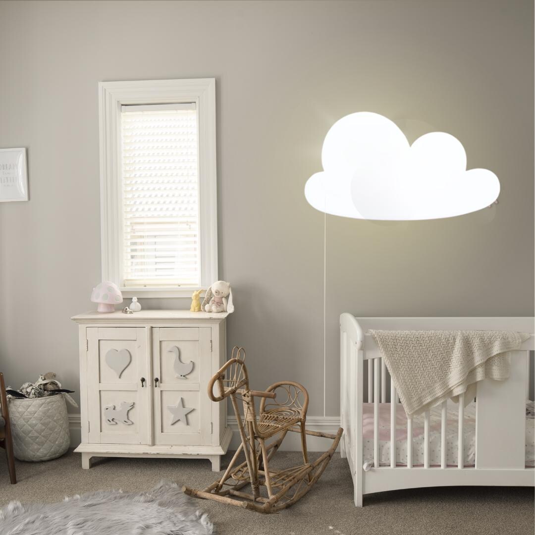 Cloud Wall White Sconces, Wooden Cloud Shape Wall Lamp, Kids Wall Lamp ...