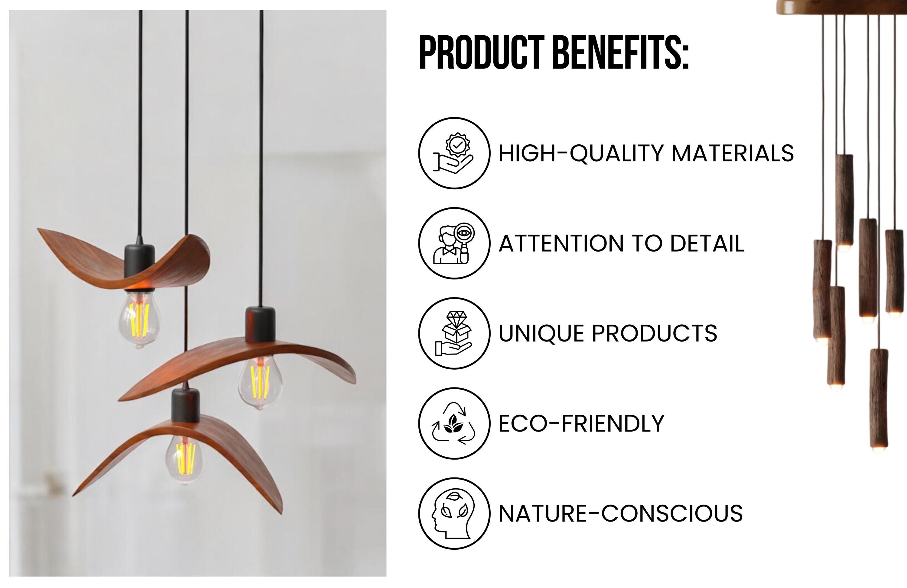 Handmade Pendant Light With Bird Lamp Ceiling Design, Wood Chandelier ...
