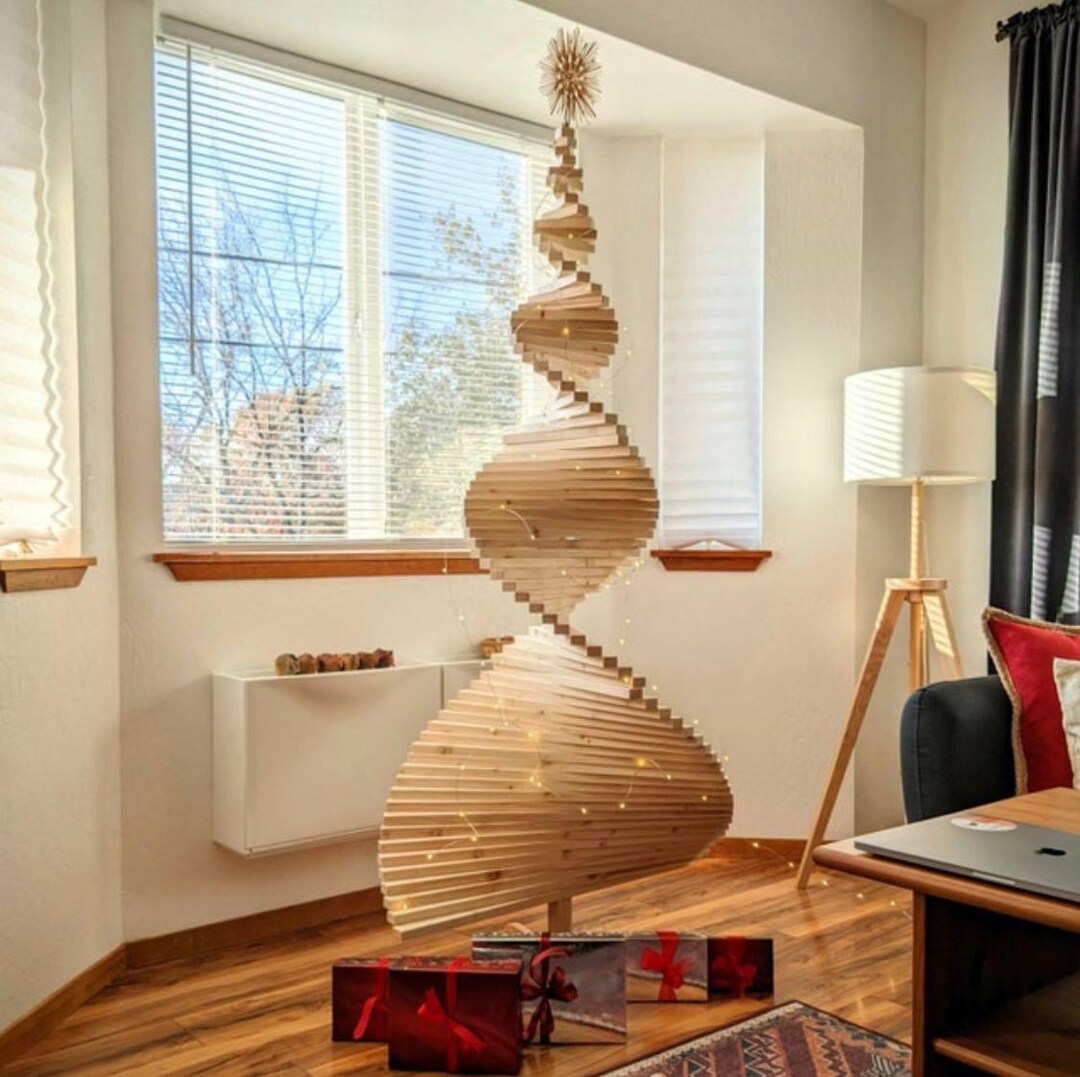 Home Decor Wooden Christmas Tree Natural Coating, Handmade Ecological ...